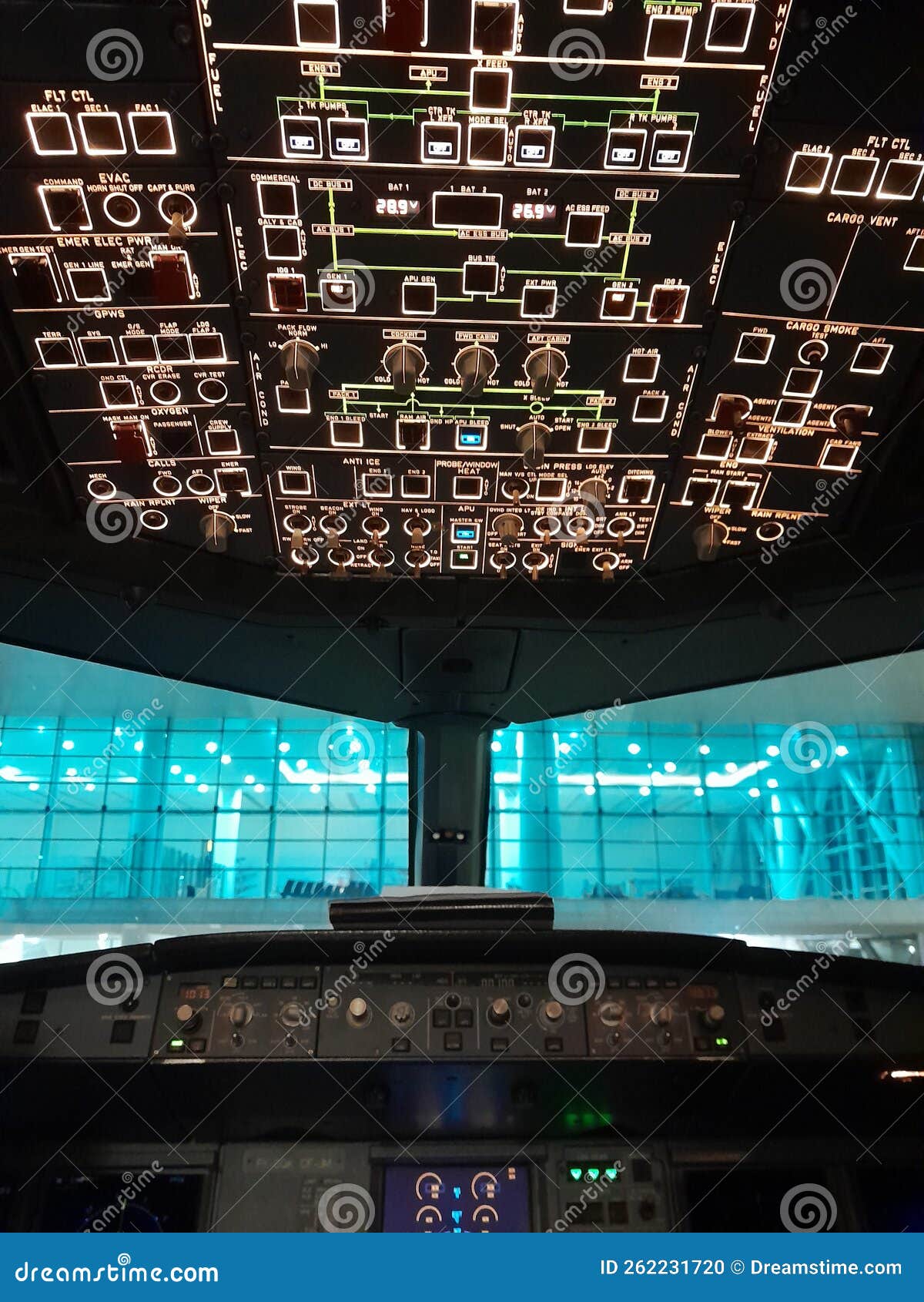 Cockpit of Airbus 320 in the Night Vision Editorial Image - Image of ...