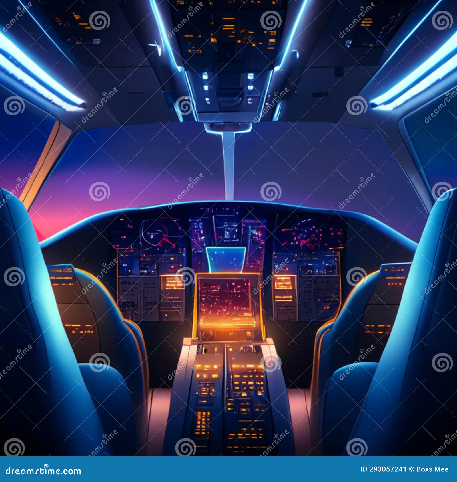 Cockpit of a Aircraft. View from Inside Stock Illustration ...