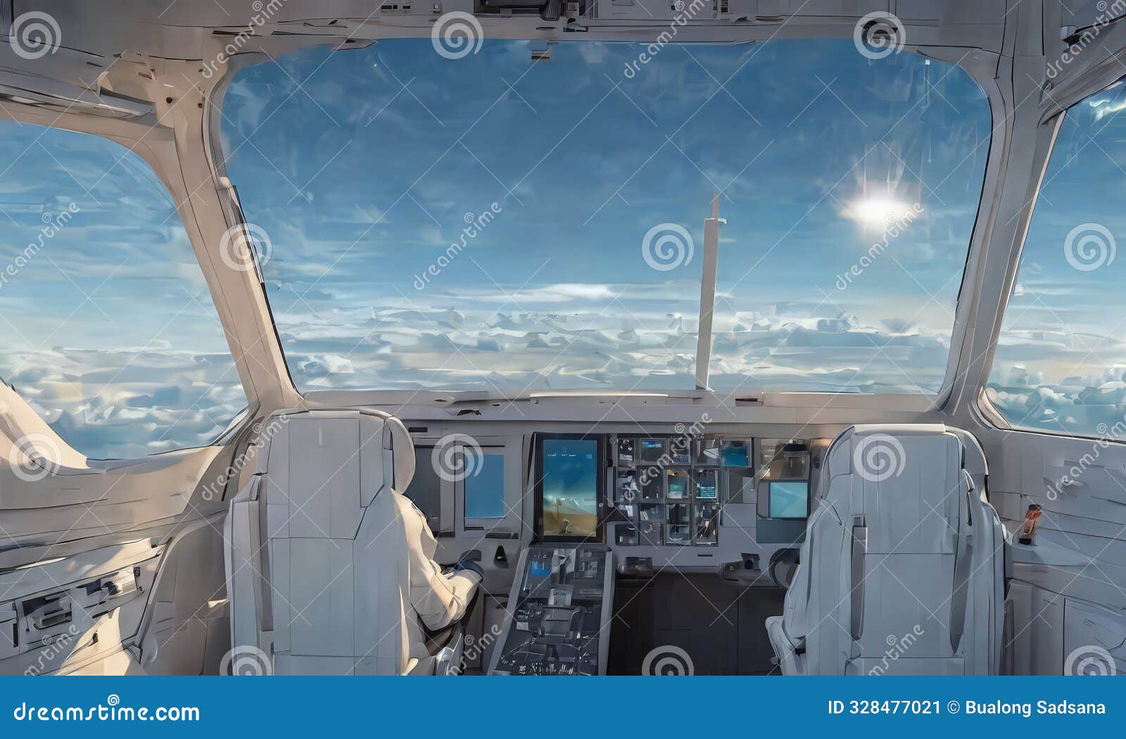 The Cockpit Aircraft, Viewed from the Front, Showcases Panoramic View ...