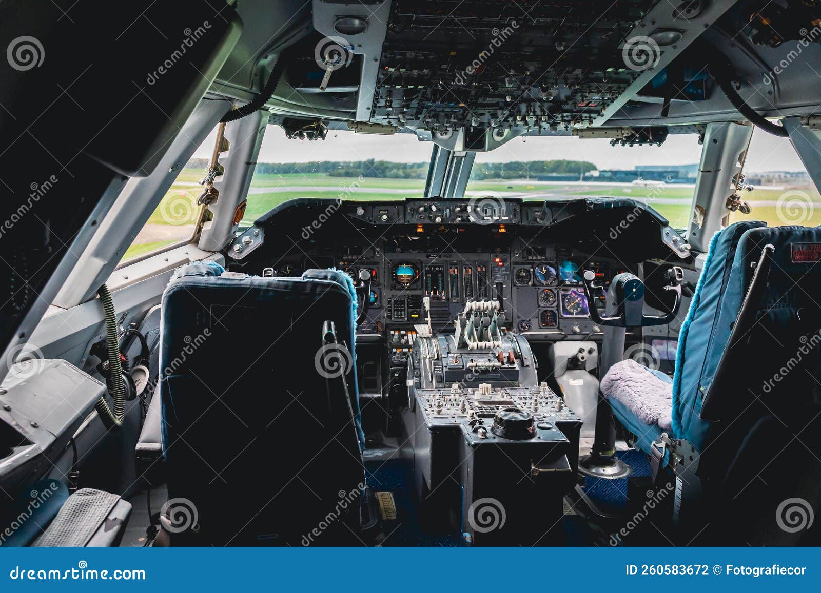 Cockpit of an Airplane with Aviator Seats and an Interuer View Stock ...