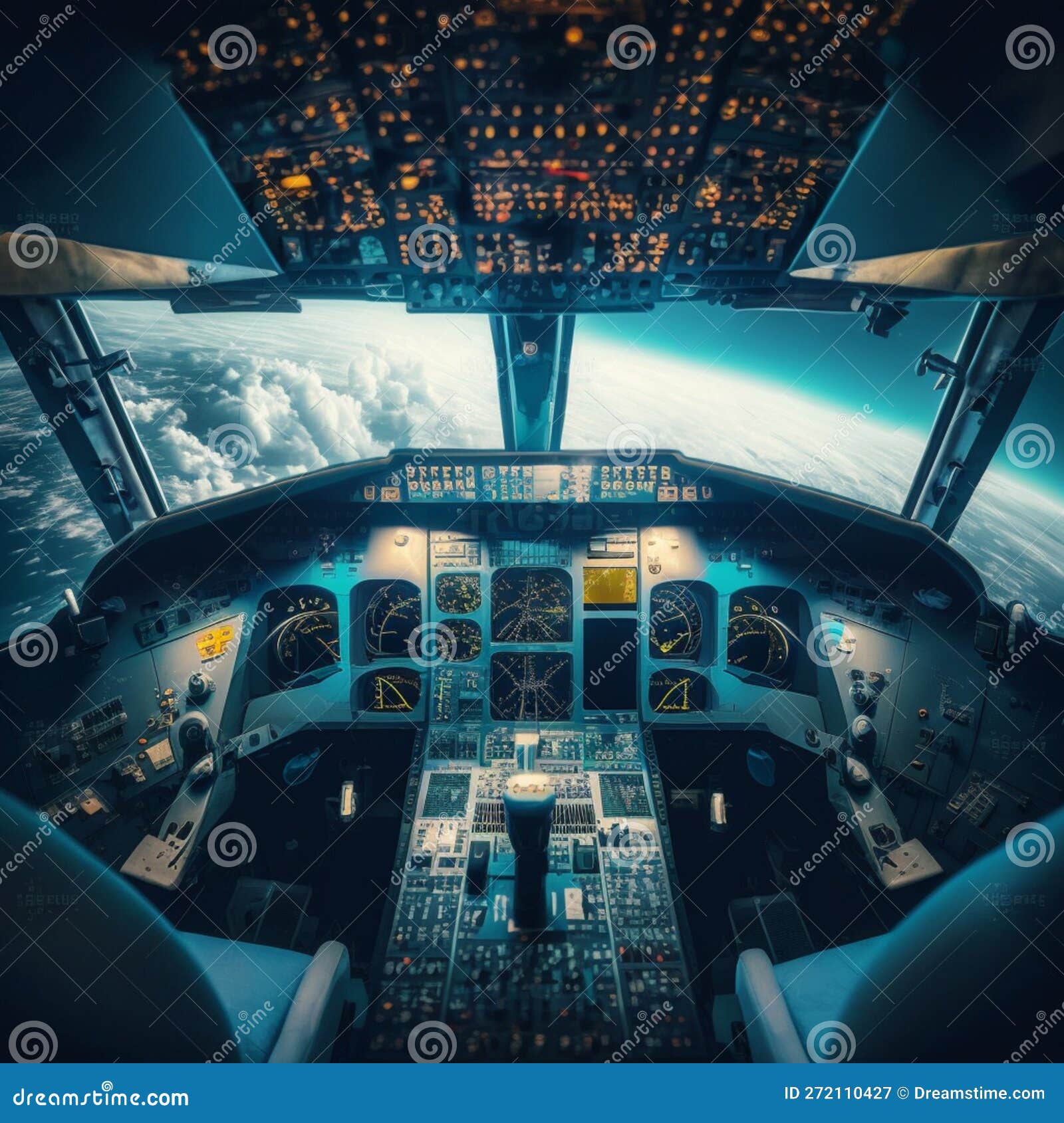 Cockpit of Airplane Inside View, Flight Deck of Modern Aircraft ...