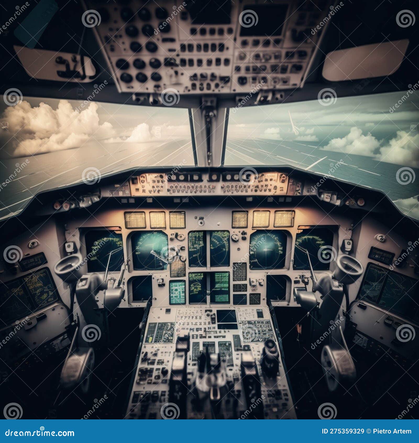 Cockpit of Airplane Inside View, Flight Deck of Modern Aircraft ...