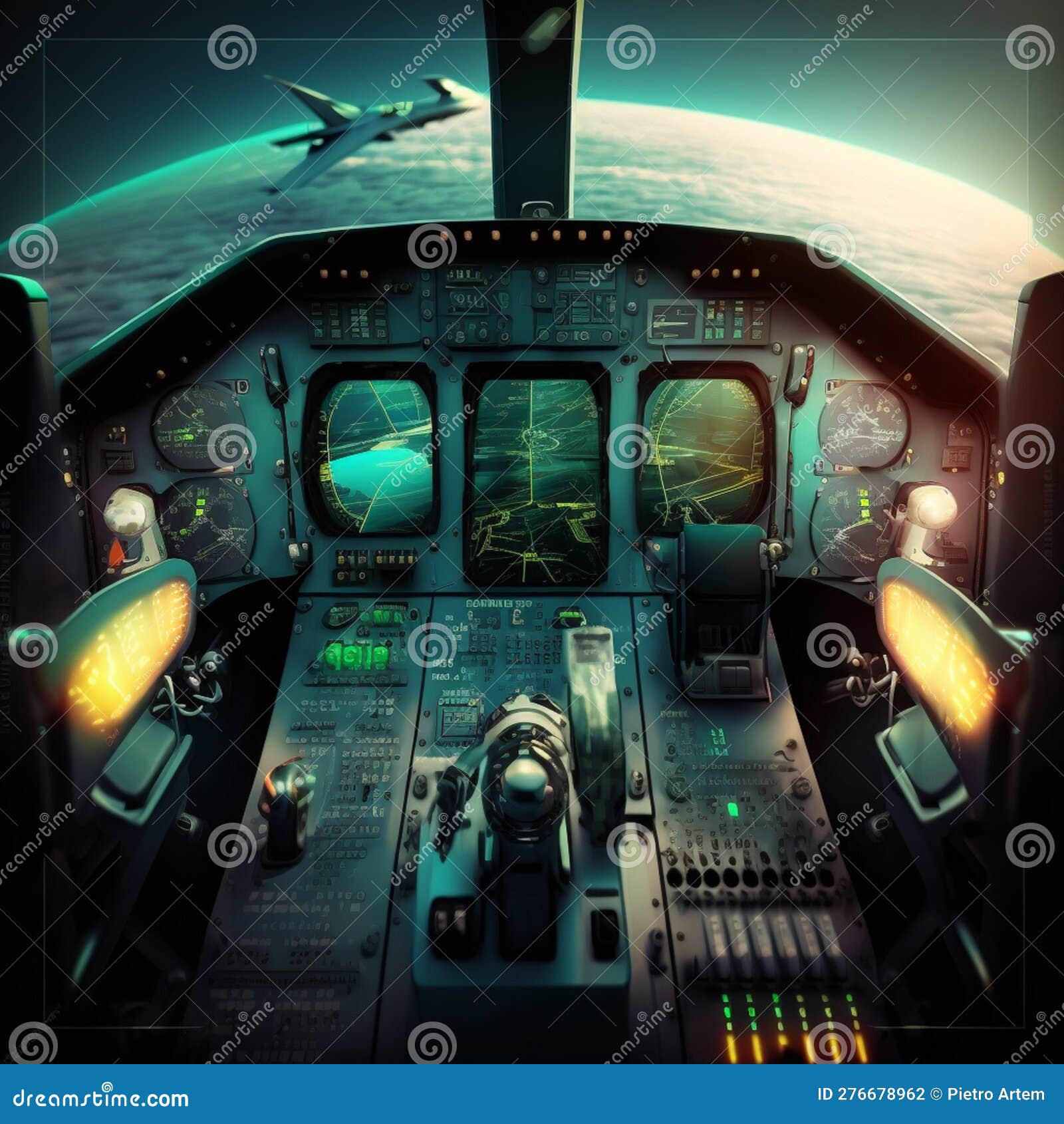 Cockpit of Airplane Inside View, Flight Deck of Modern Aircraft ...