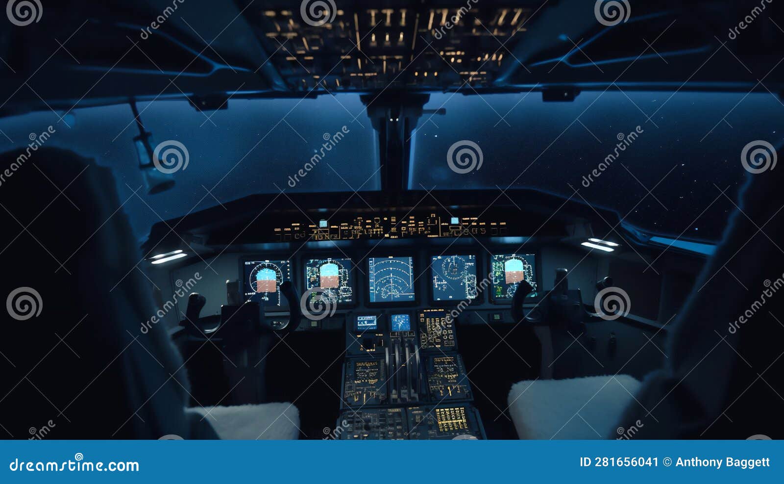 Cockpit Aviation Control Panel Digital Display Instruments of an ...