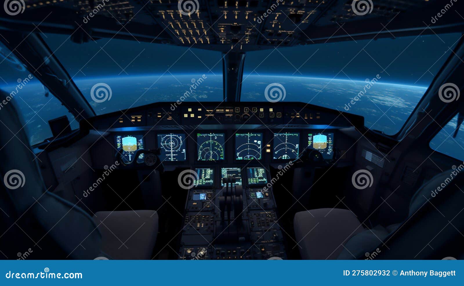Cockpit Aviation Control Panel Digital Display Instruments of an ...