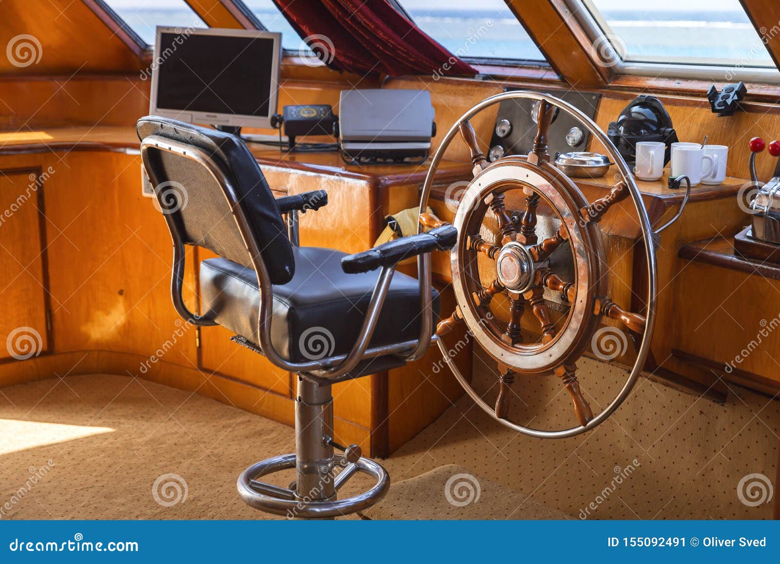 Cockpit of Boat in Sunlight Stock Image - Image of interior, background ...
