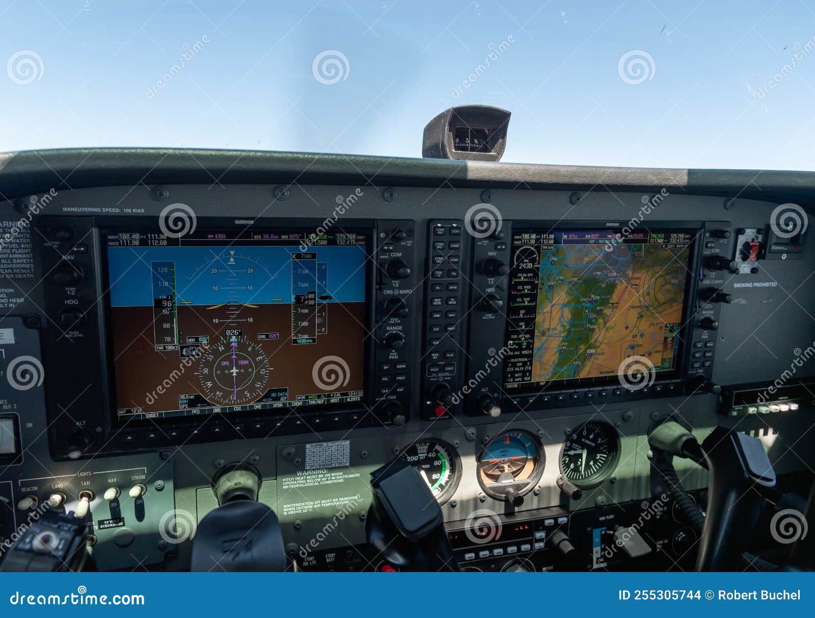 Cockpit of a Cessna 172 editorial stock image. Image of electronic ...