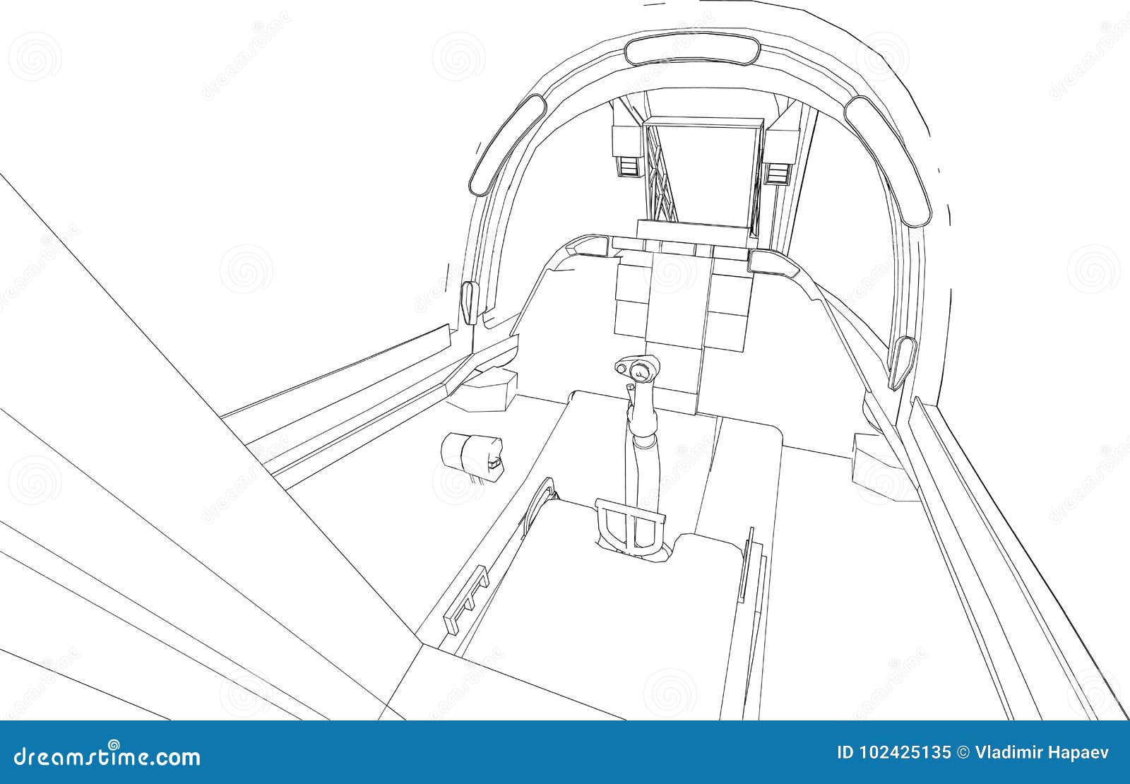 The Cockpit of Combat Aircraft from the Inside. Vector Illustration in ...