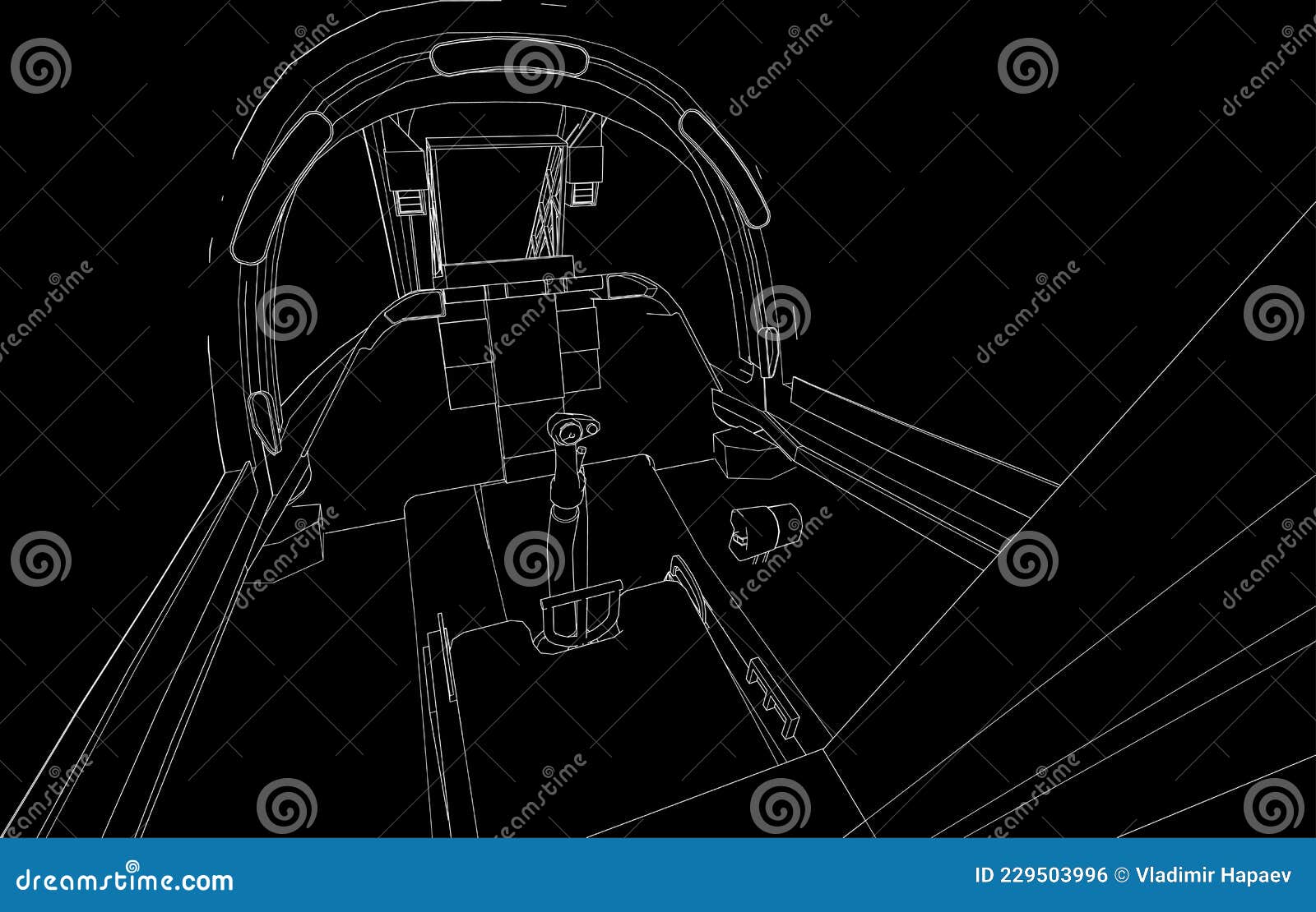 The Cockpit Of Combat Aircraft From The Inside. Vector Illustration In ...