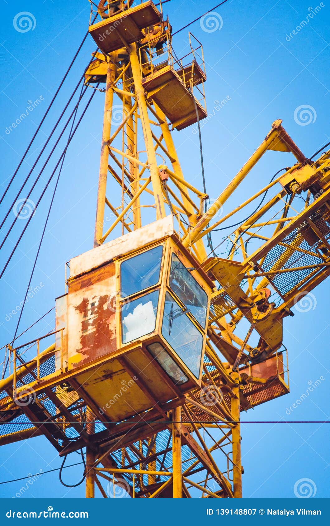 The Cockpit of a Construction Crane, Close-up Stock Image - Image of ...