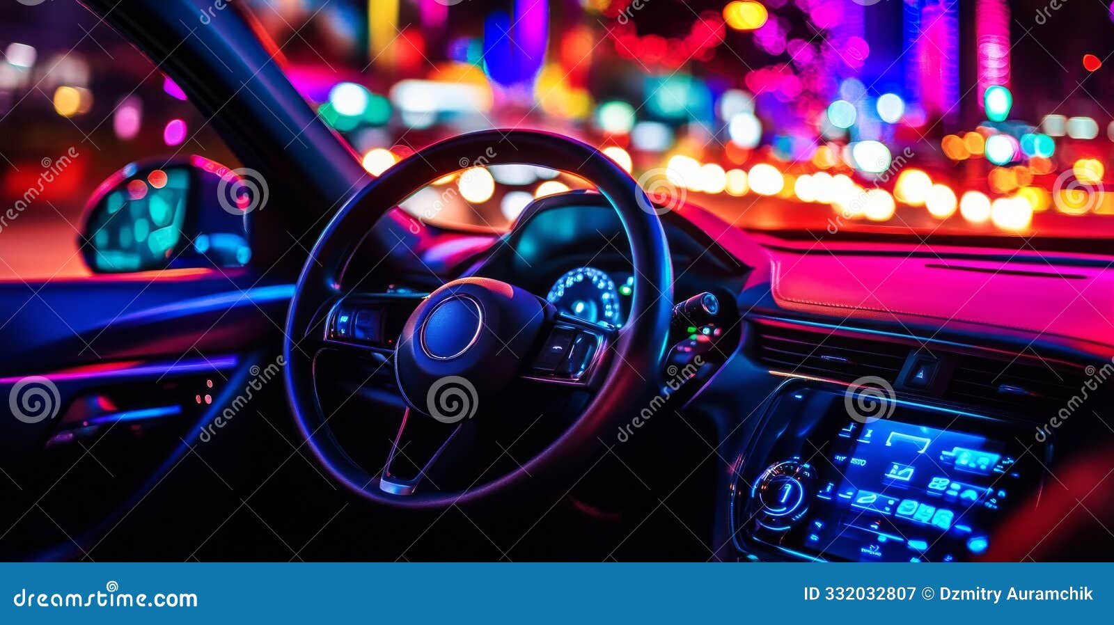 The Cockpit of a Futuristic Car with a High-tech Dashboard UI (3D ...