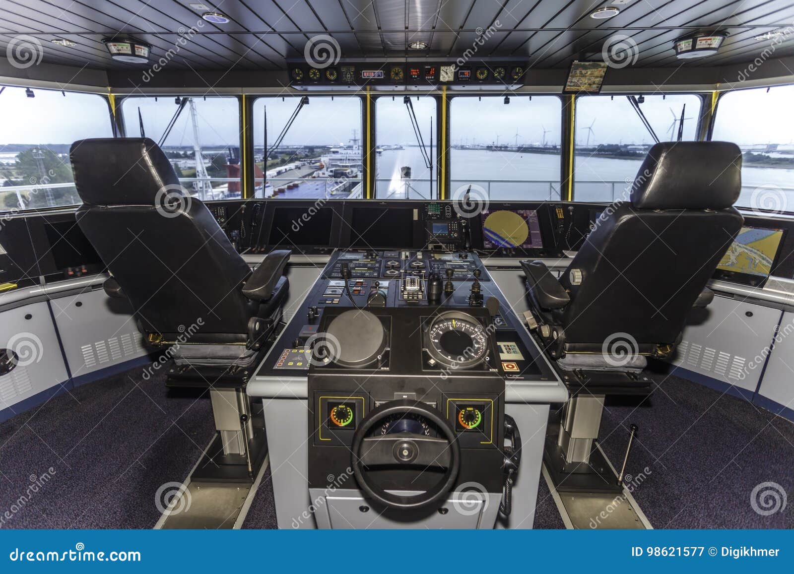 Cockpit Of A Huge Container Ship Royalty-Free Stock Image ...