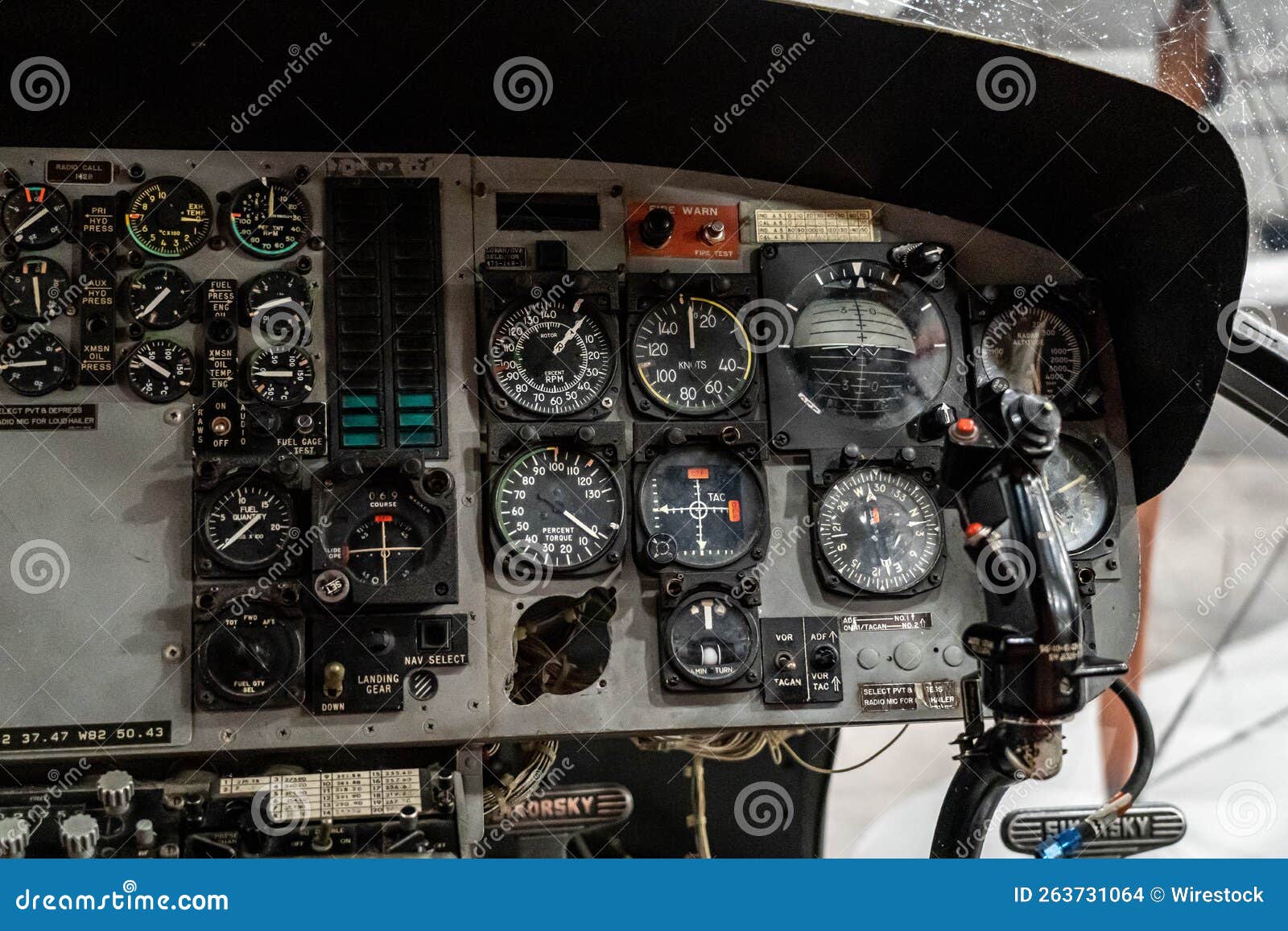 Cockpit and the Instrument Panel of an Old Coastguard Rescue Helicopter ...