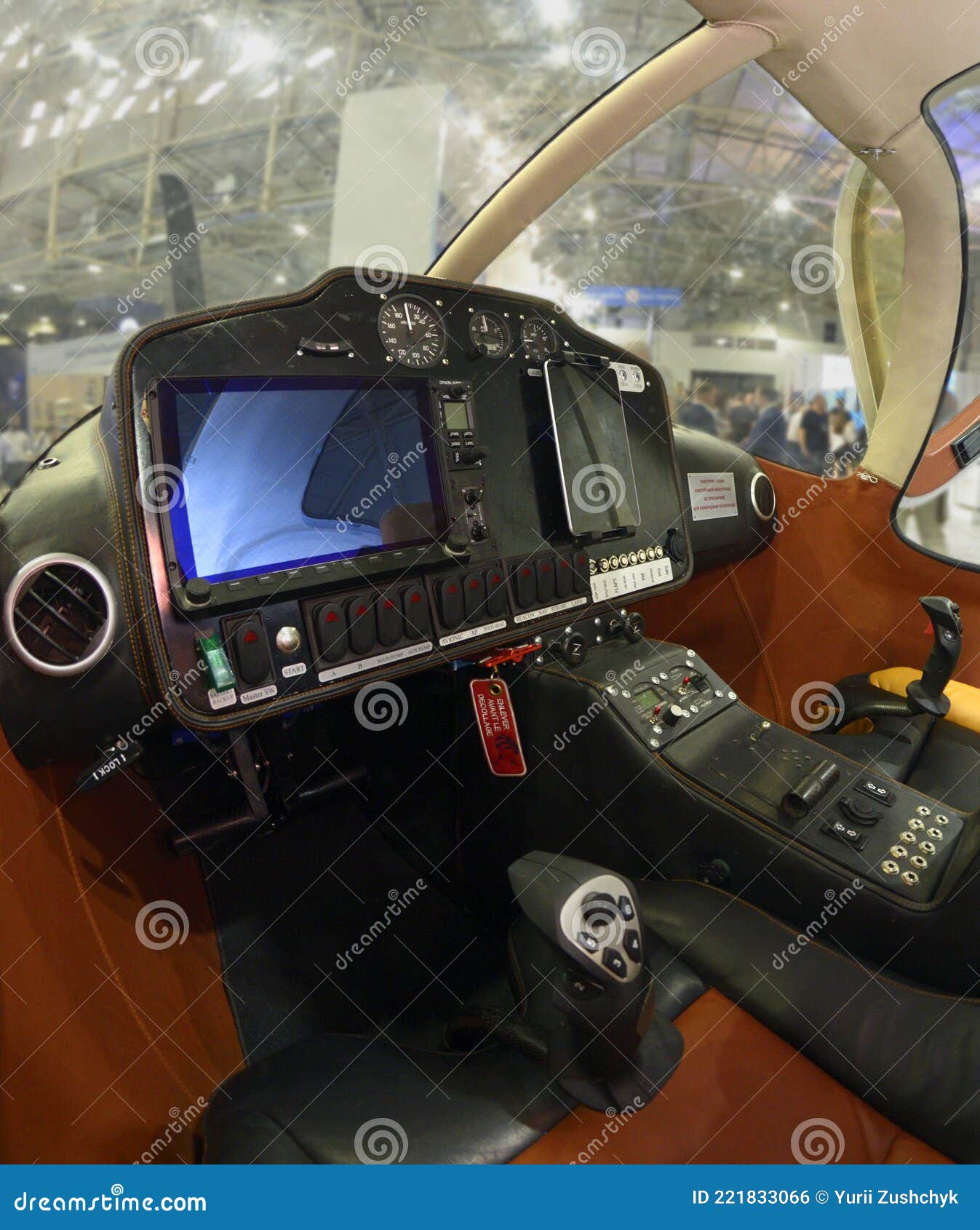 Cockpit Of A Light Passenger Plane Dashboard, Steering Wheel, Pilot And ...