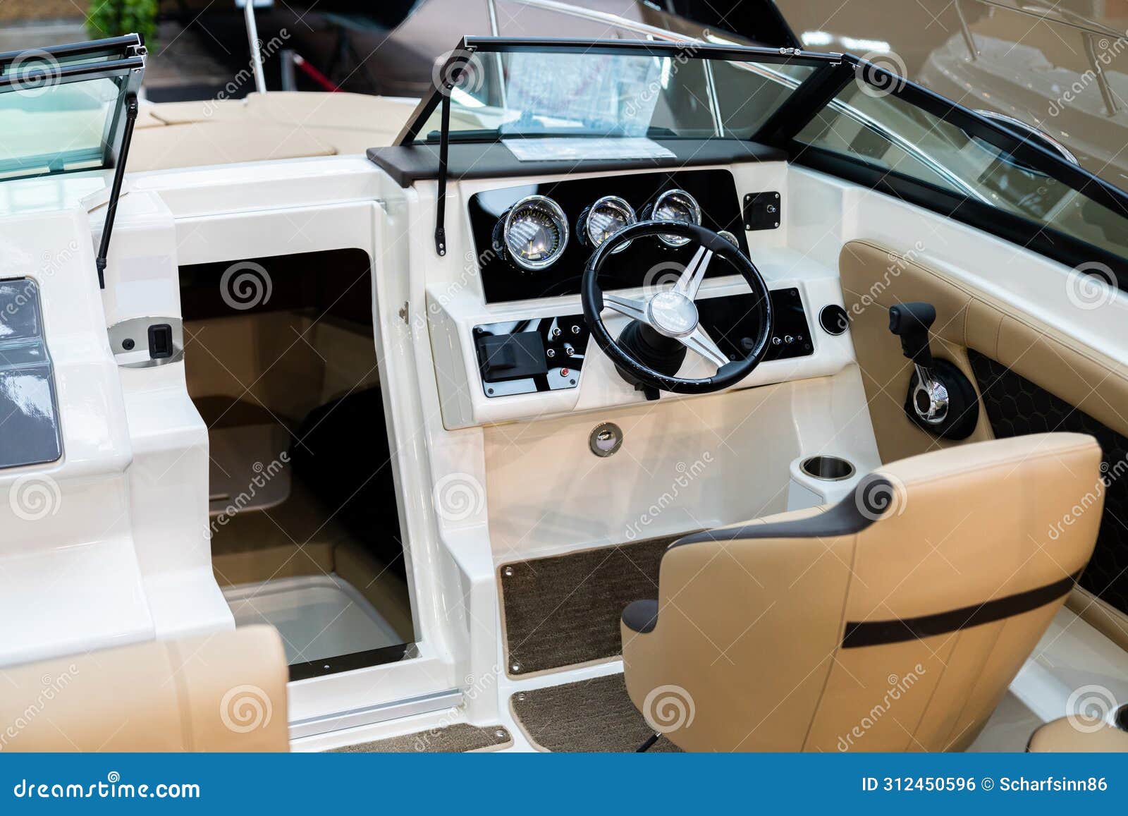 Cockpit of Luxury Yacht with Dashboard. Stock Photo - Image of ...