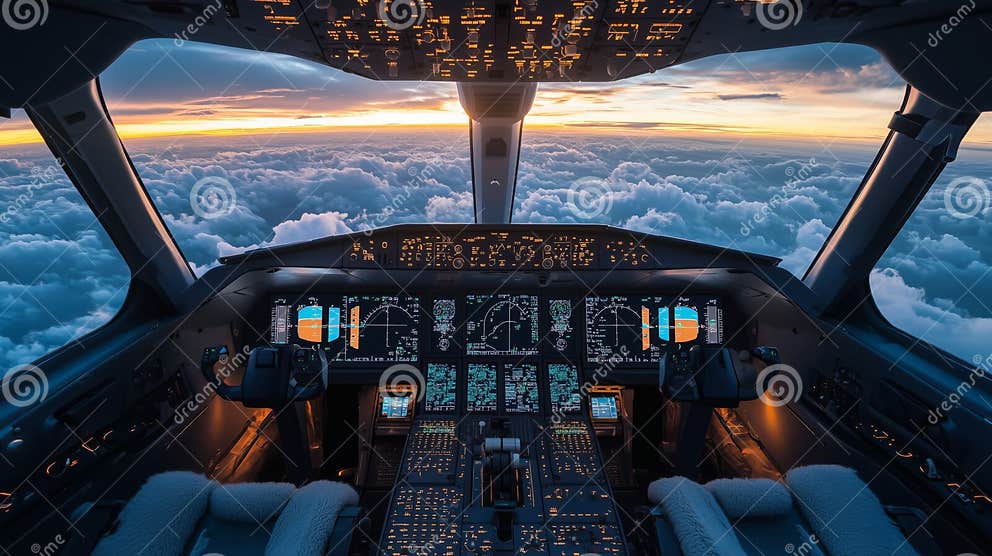 The Cockpit Offers a Panoramic View of Clouds Illuminated by the ...