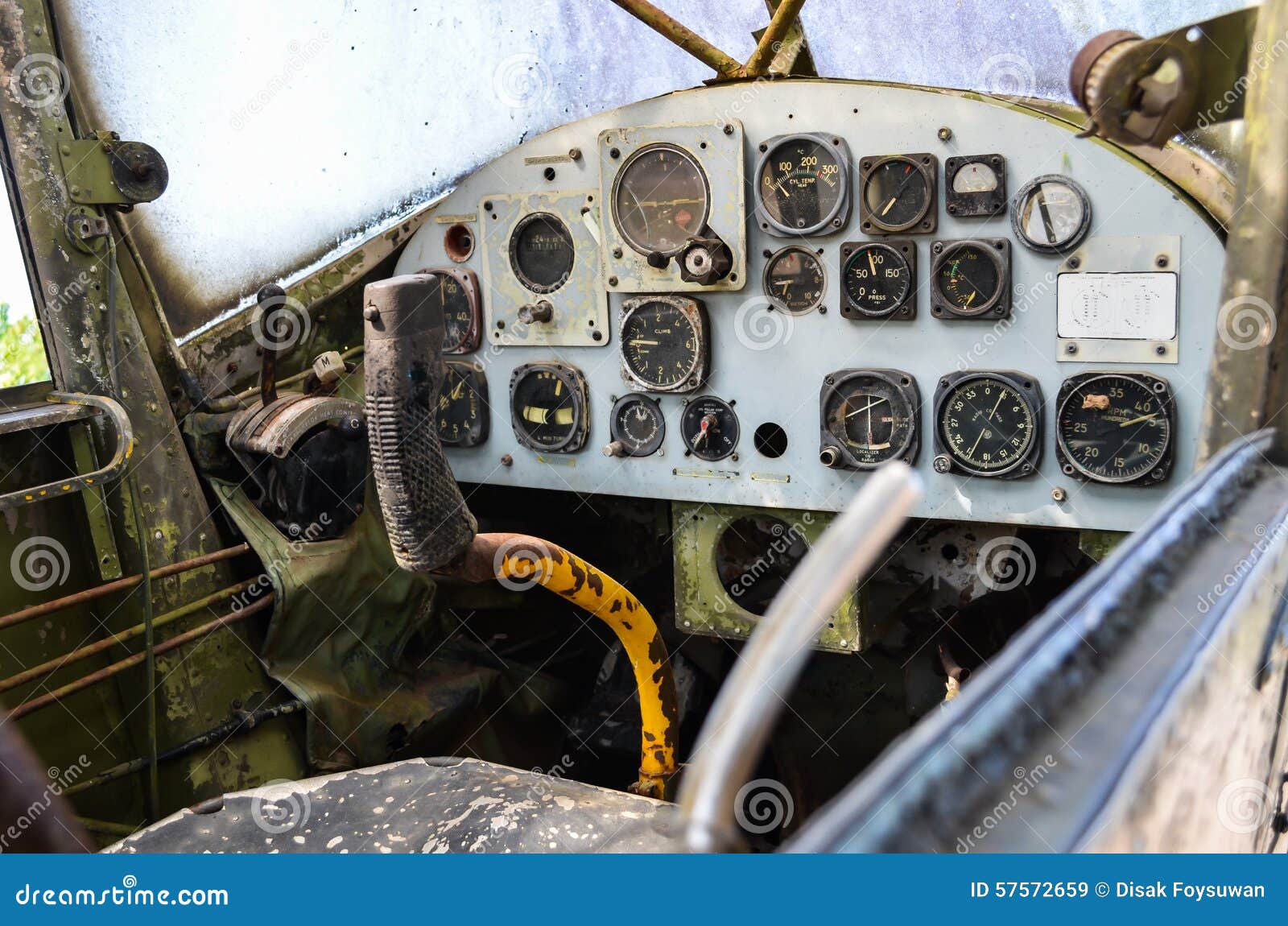 Cockpit of the old plane stock image. Image of army, front - 57572659