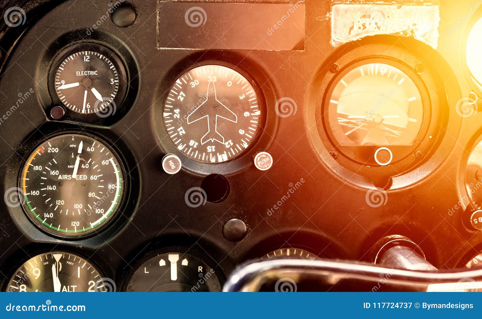 Cockpit of the Old Plane with All the Flying Instruments Stock Image ...