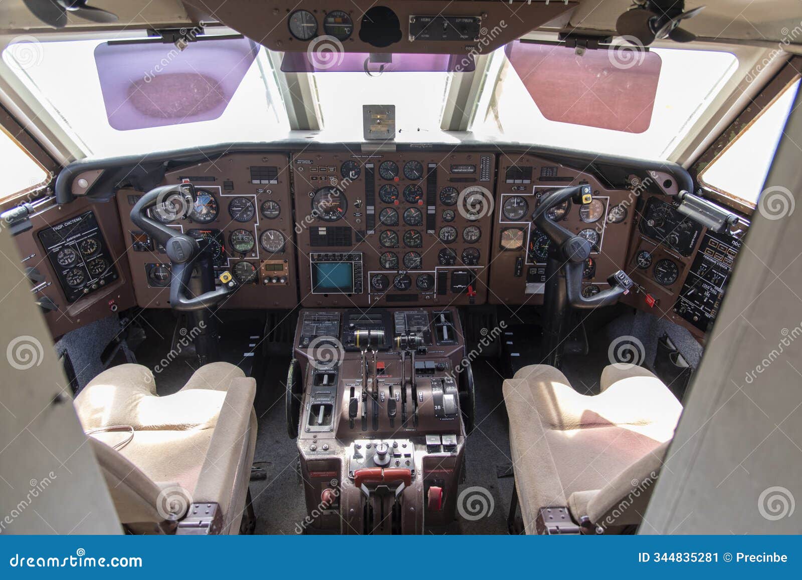Cockpit of an Old Russian Airplane Stock Image - Image of inside ...