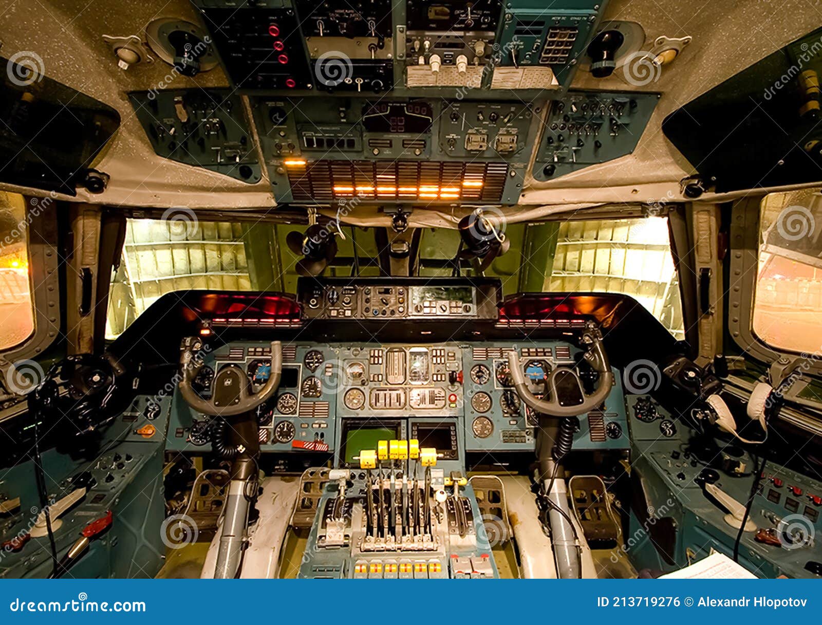 Cockpit Passenger Plane. The Steering Wheel Control Of The Aircraft ...