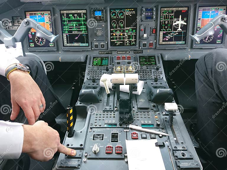 Cockpit Pilot Flight Deck Display of Airplane Stock Photo - Image of ...