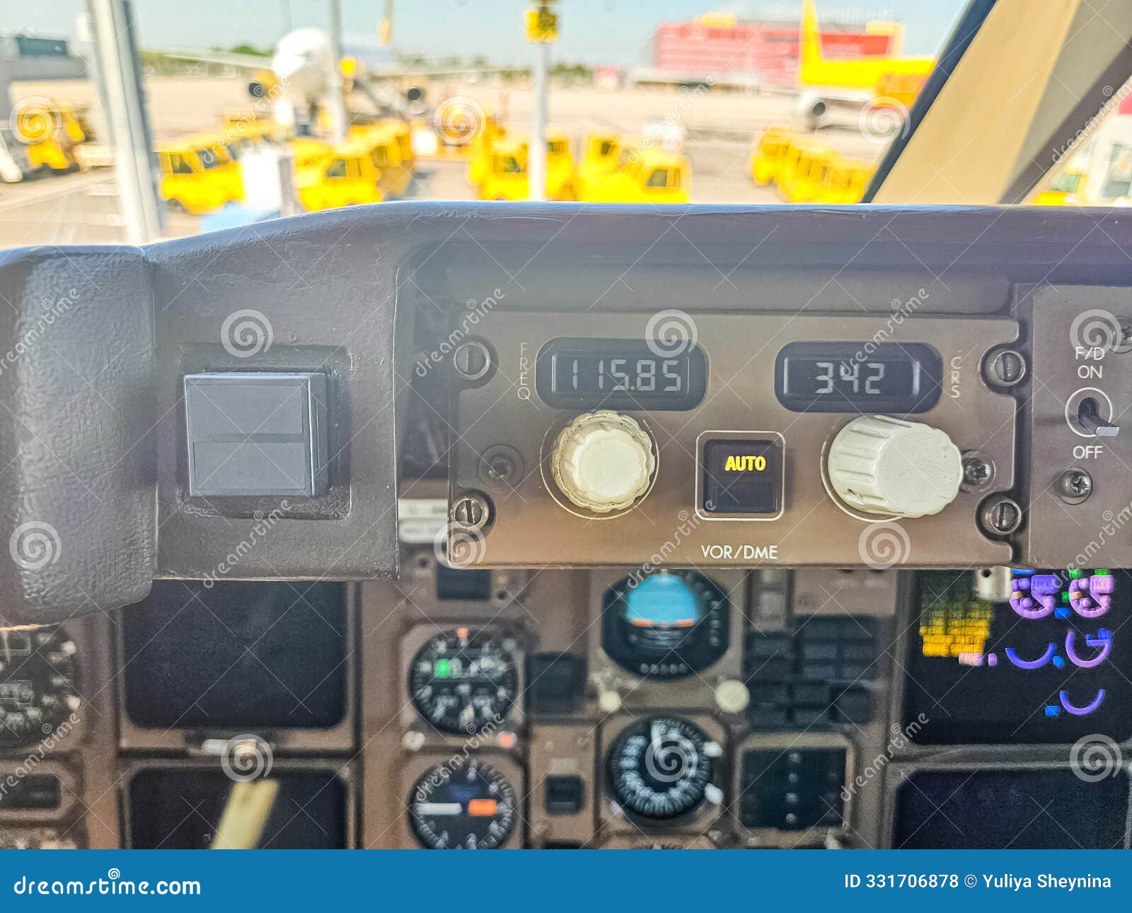 Cockpit Pilot Flight Deck Display. Throttle Jet Cabin with Control ...