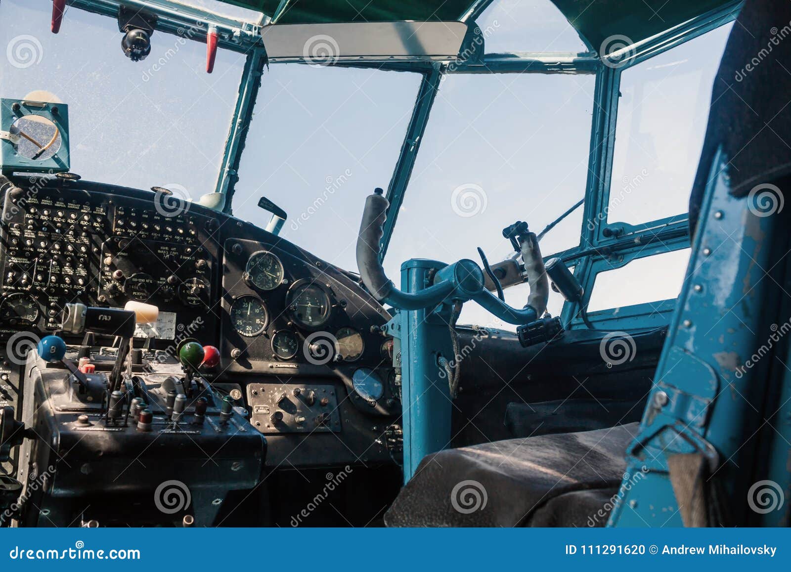Cockpit of retro plane stock photo. Image of retro, control - 111291620