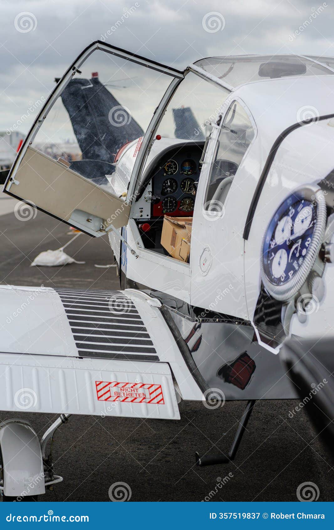 Cockpit of a Small Airplane with Open Canopy Stock Image - Image of ...