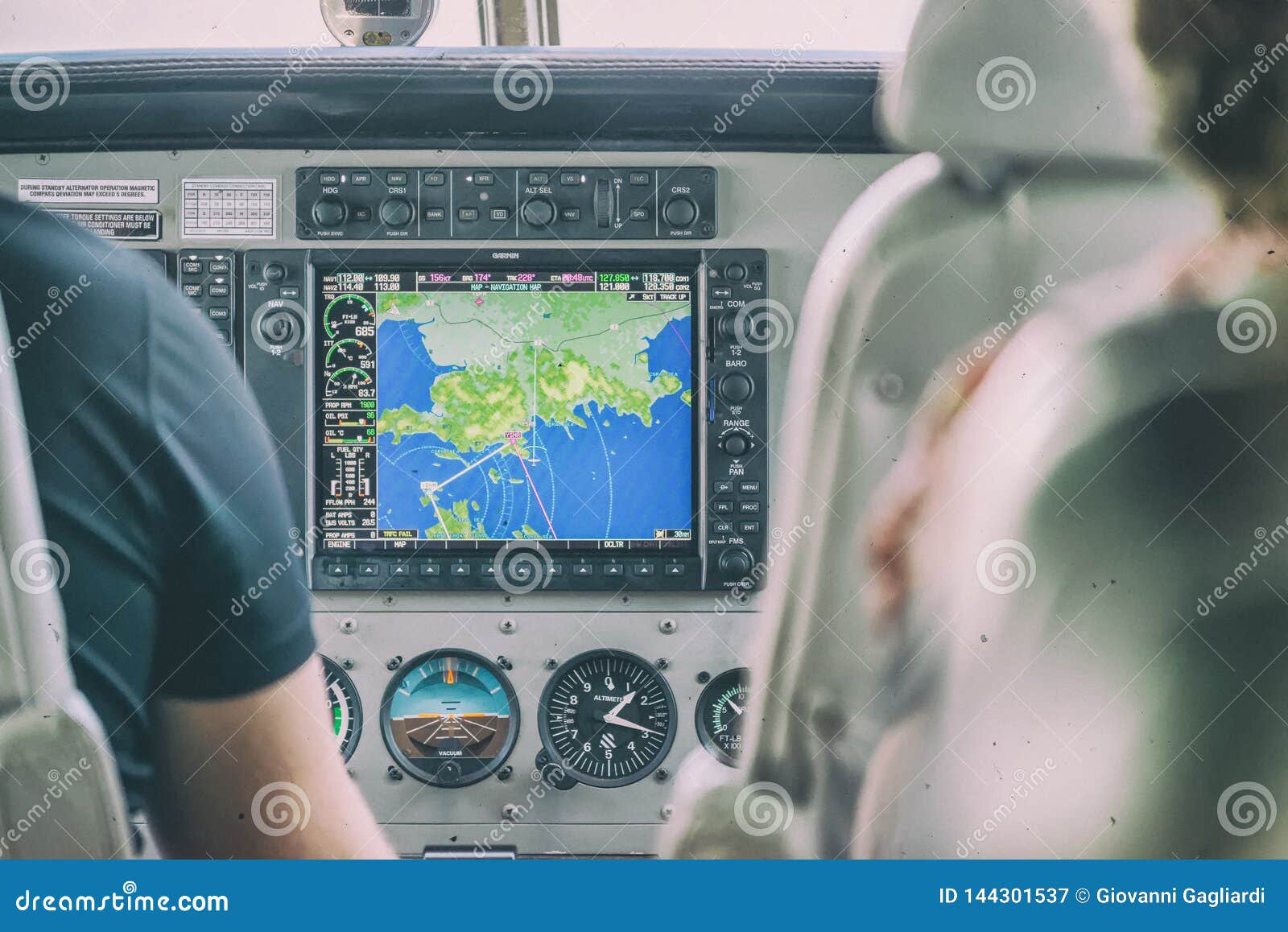Cockpit of a Small Airplane Ready for Take Off Stock Image - Image of ...
