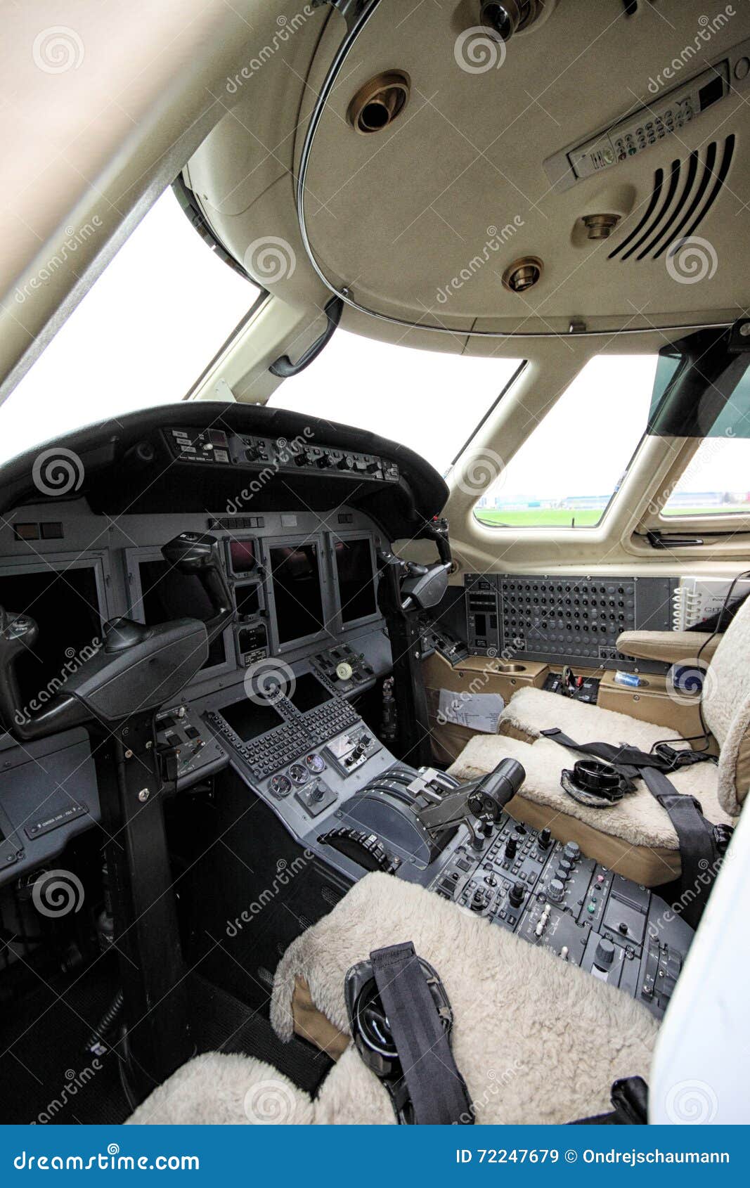 Cockpit of the small jet stock image. Image of beige - 72247679
