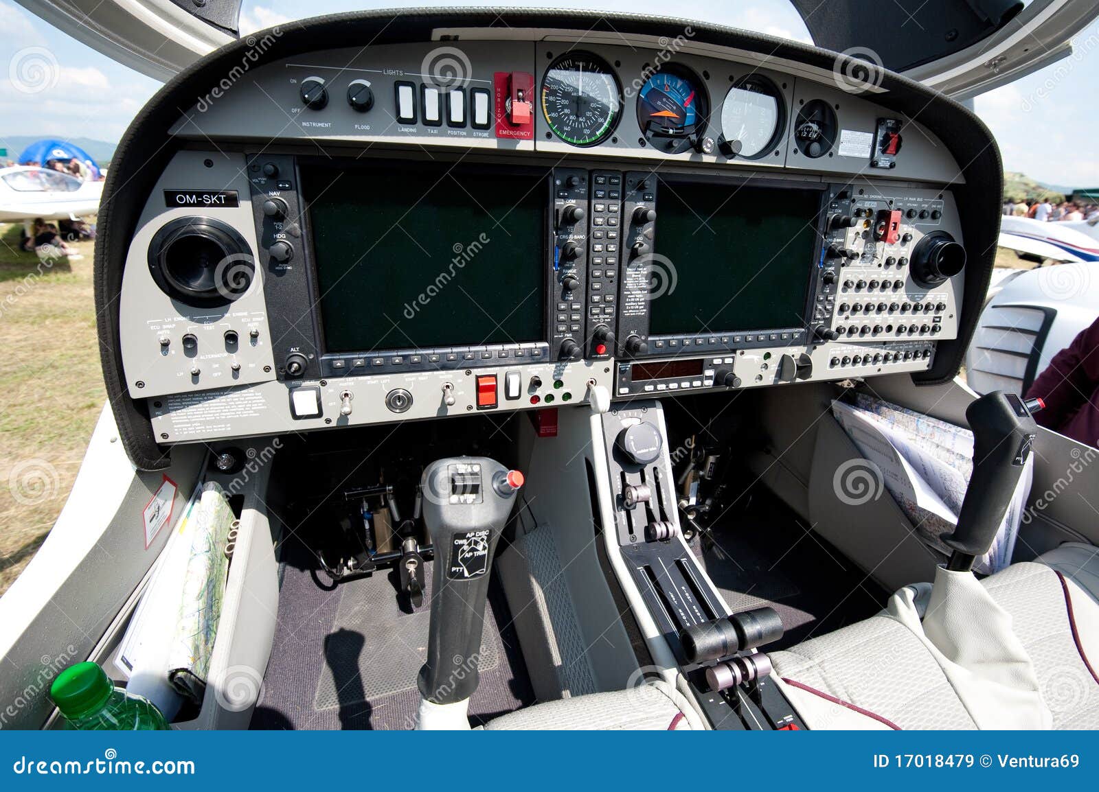 Cockpit of Small Sport Airplane Stock Image - Image of display, needles ...