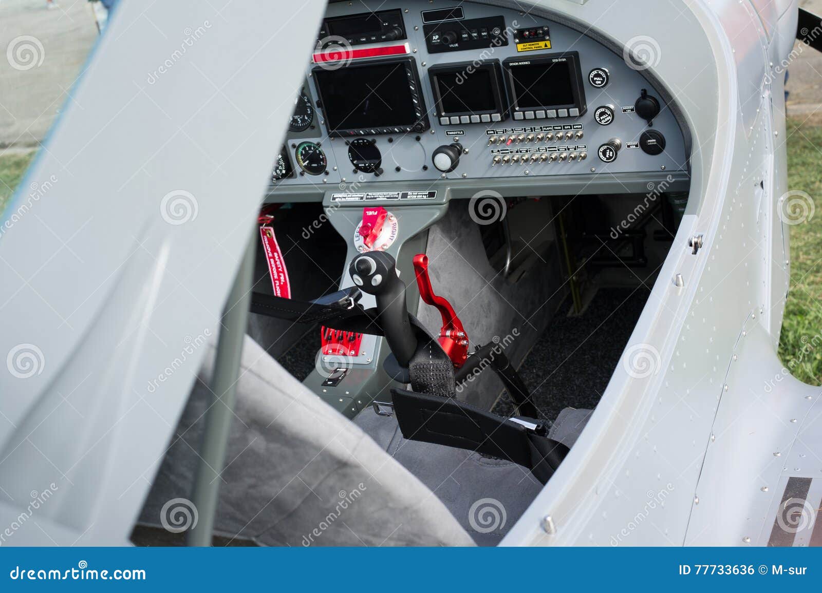 Cockpit of Small Sport-light Airplane Stock Photo - Image of copy, dial ...