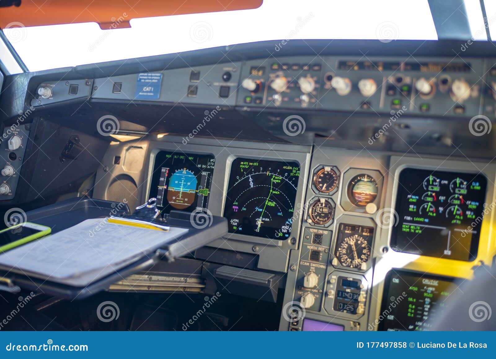 Cockpit View of an Airplane in Flight Stock Photo - Image of flight ...