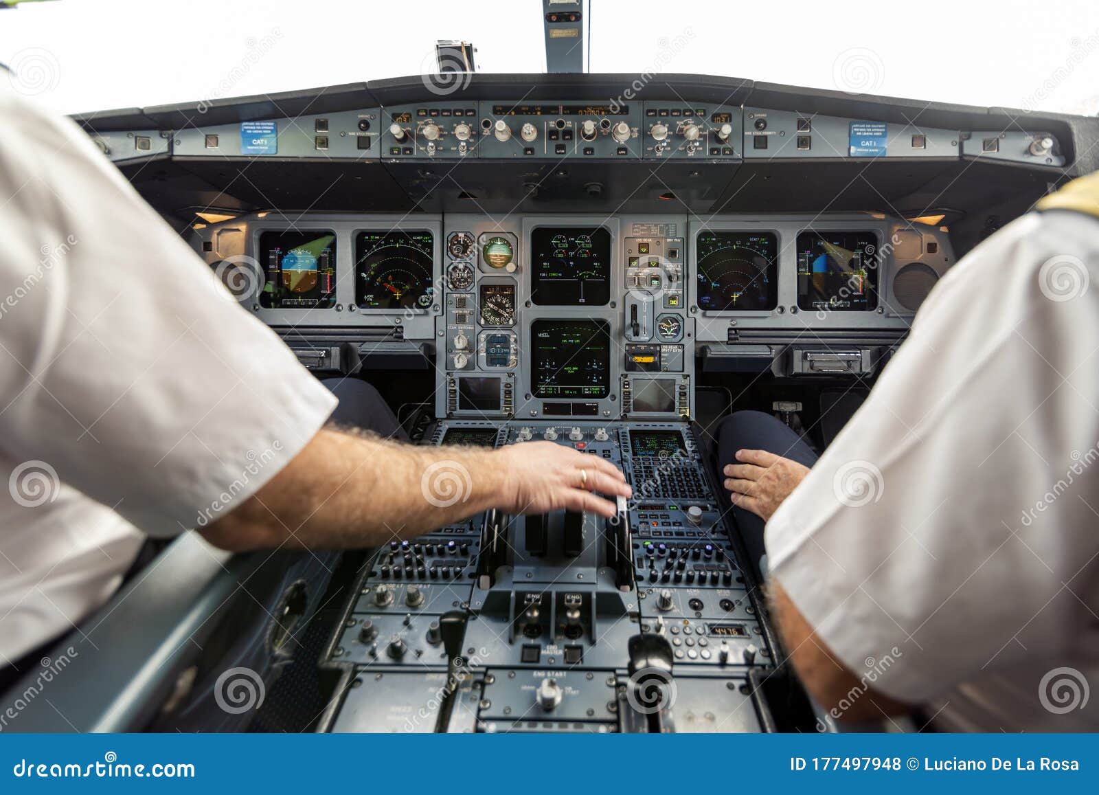 Cockpit View of an Airplane in Flight Stock Photo - Image of airbus ...