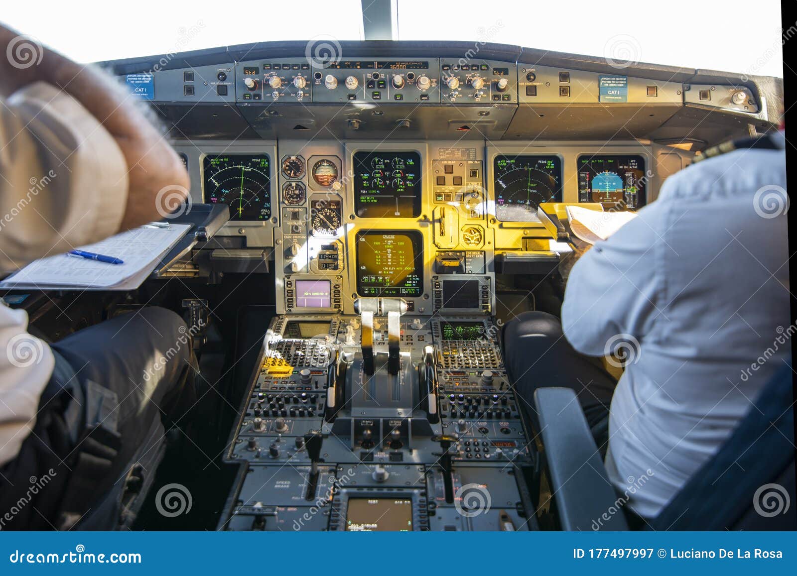Cockpit View of an Airplane in Flight Stock Image - Image of screen ...