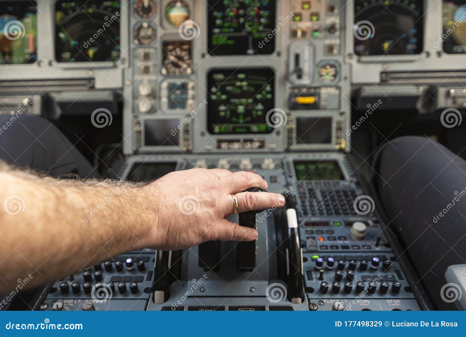 Cockpit View of an Airplane in Flight Stock Image - Image of airbus ...