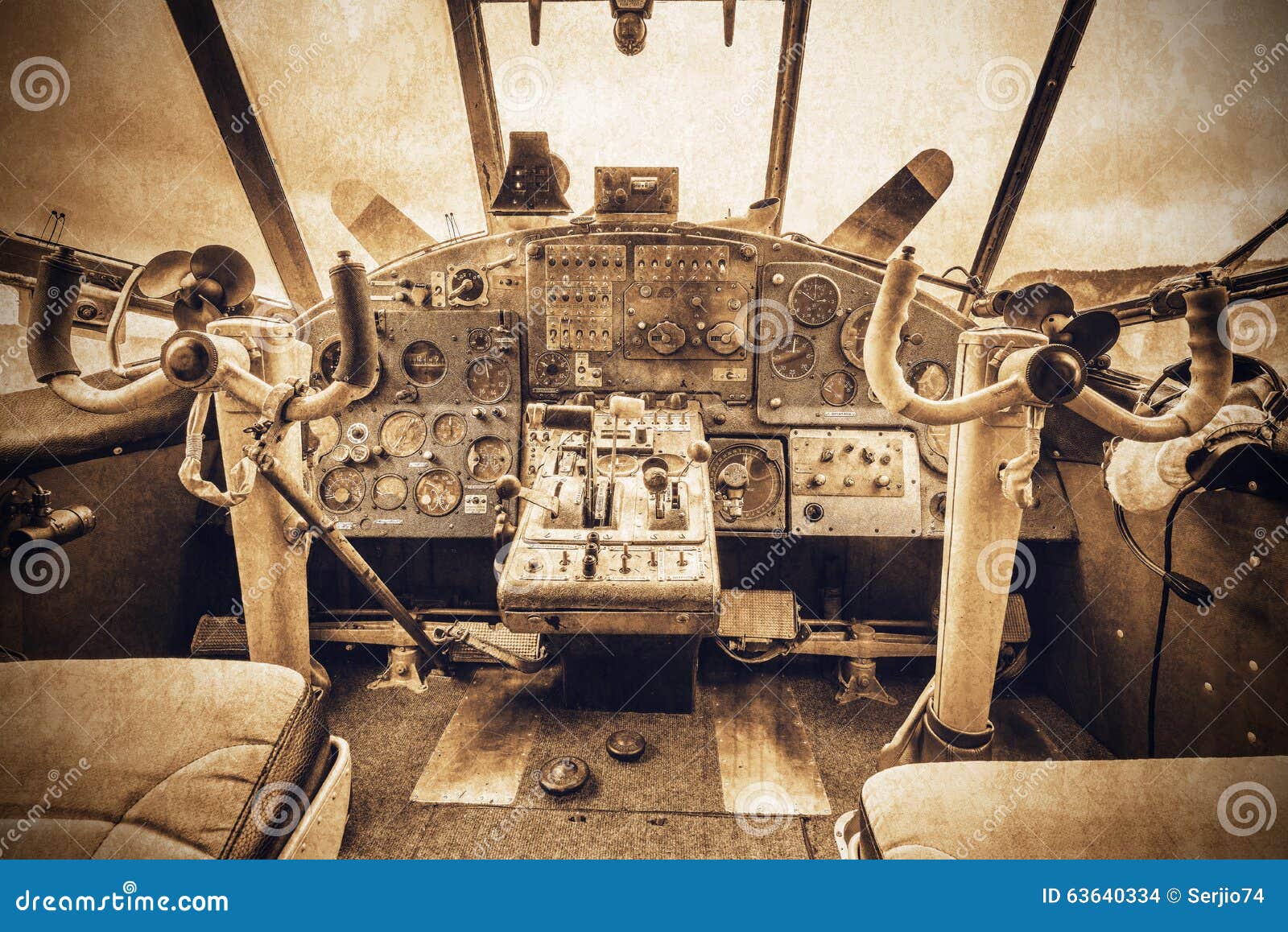 Cockpit View of the Old Retro Plane Stock Photo - Image of airport ...