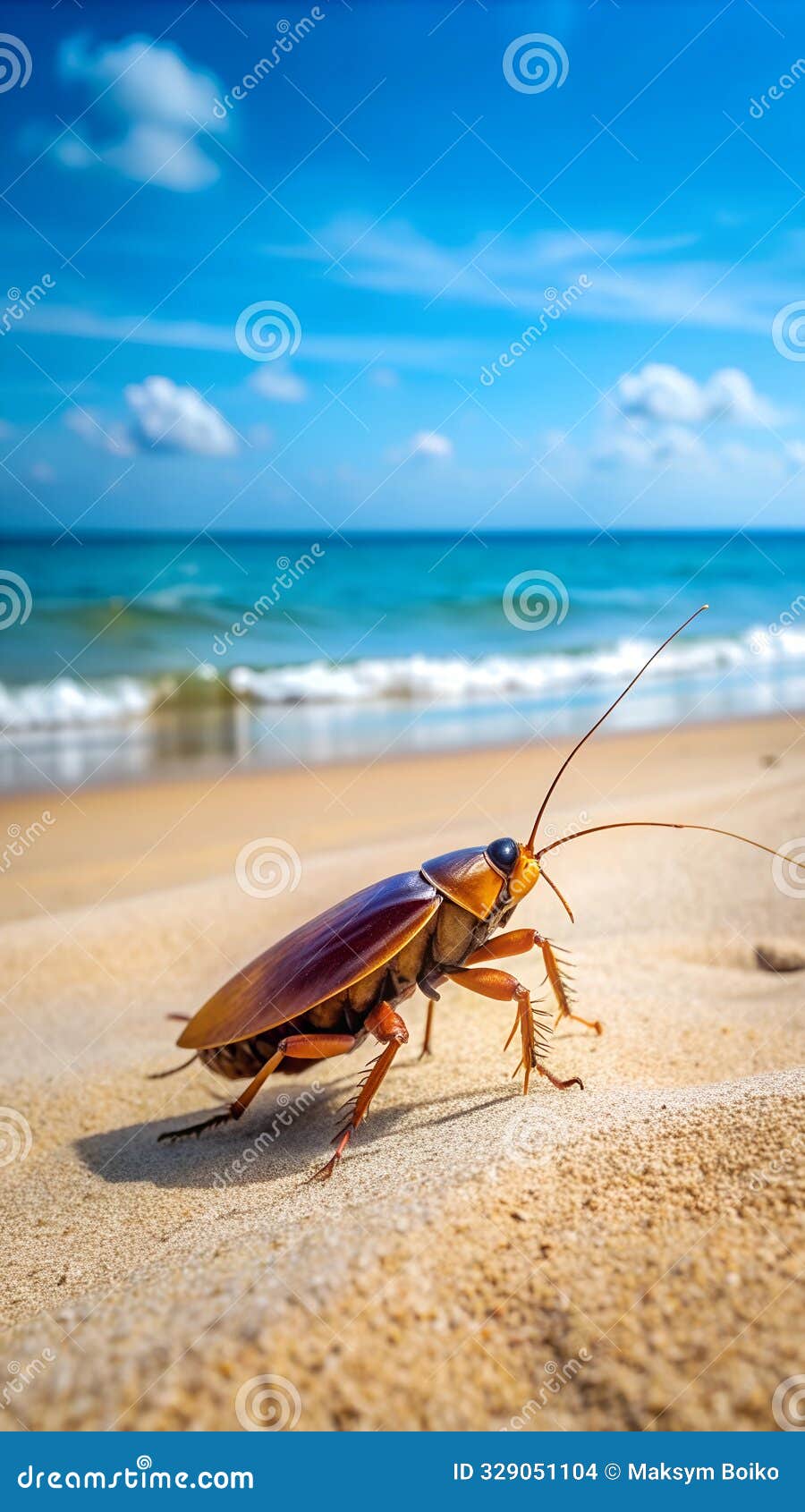 Cockroach bug walks beach stock illustration. Illustration of animal ...