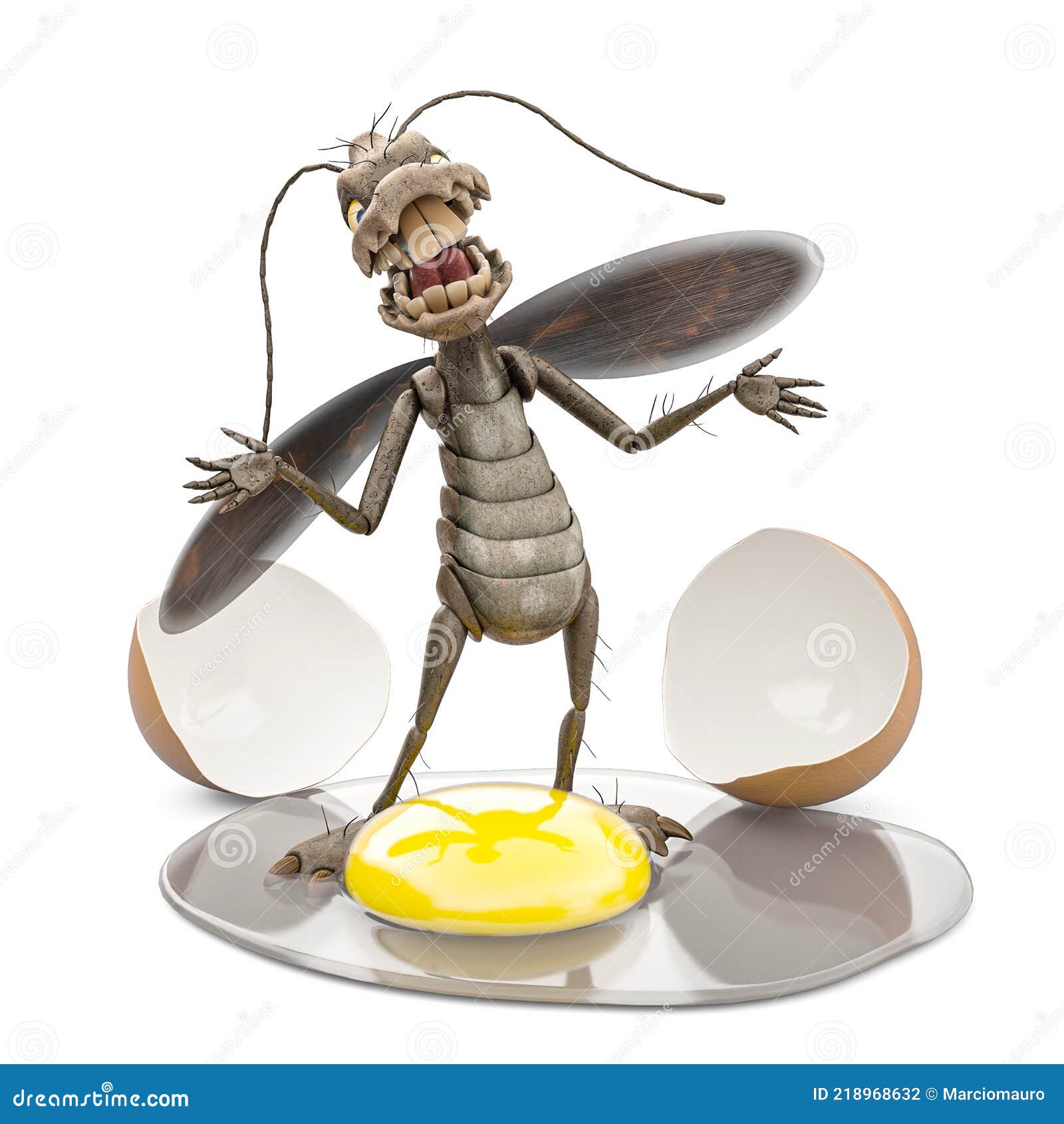 Cockroach Cartoon is on the Broken Egg Stock Illustration ...