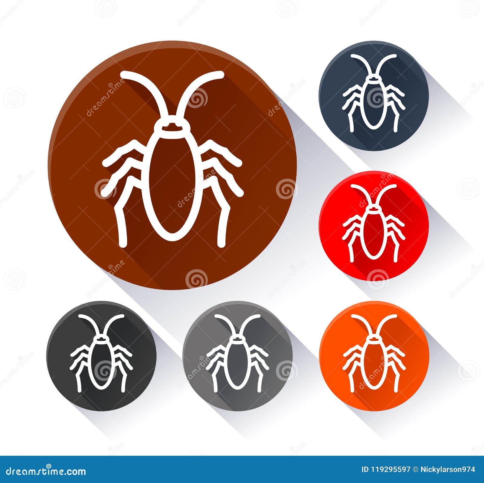 Cockroach Circle Icons with Shadow Stock Vector - Illustration of ...