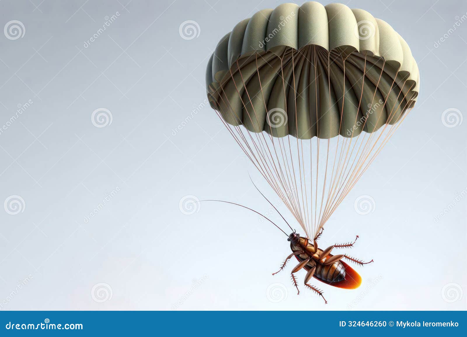 Cockroach Descending on a Parachute. Space for Text. Stock Photo ...