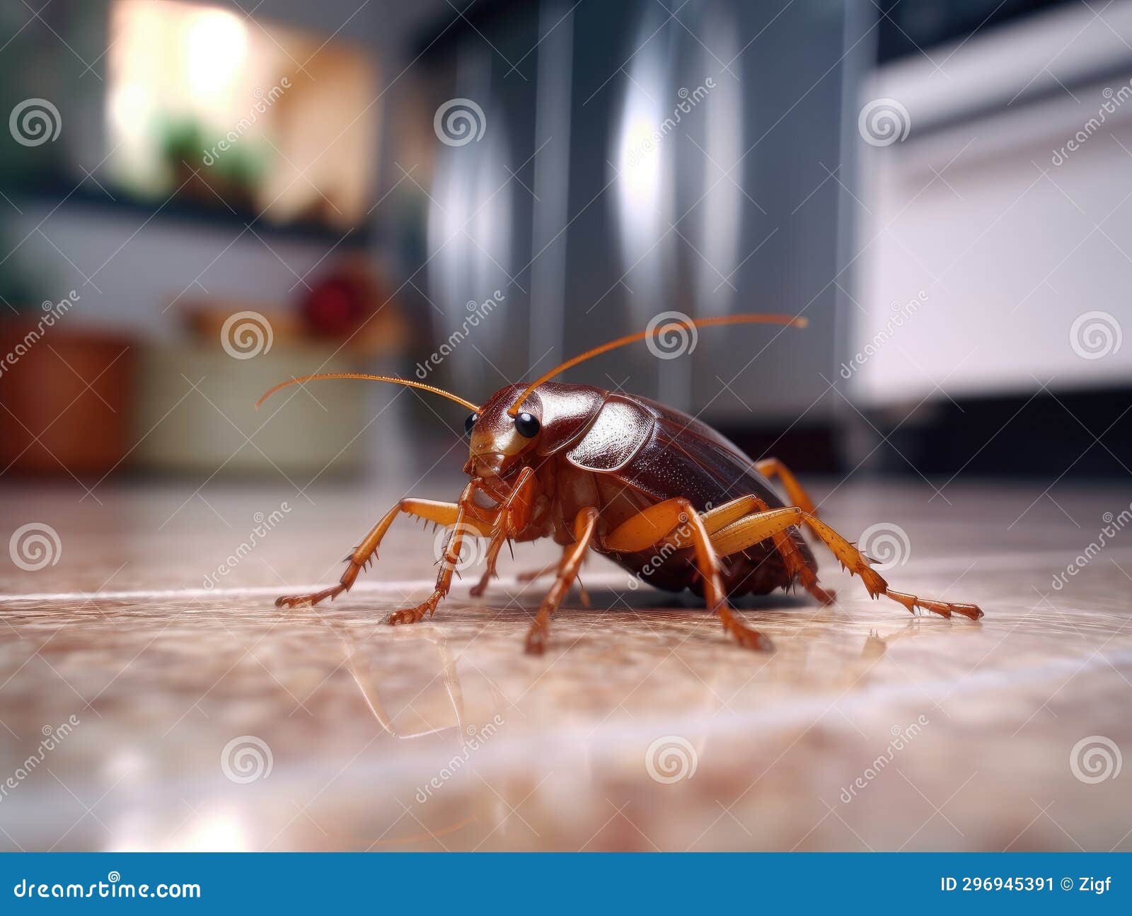 Cockroach on the Floor of a Kitchen Stock Illustration - Illustration ...