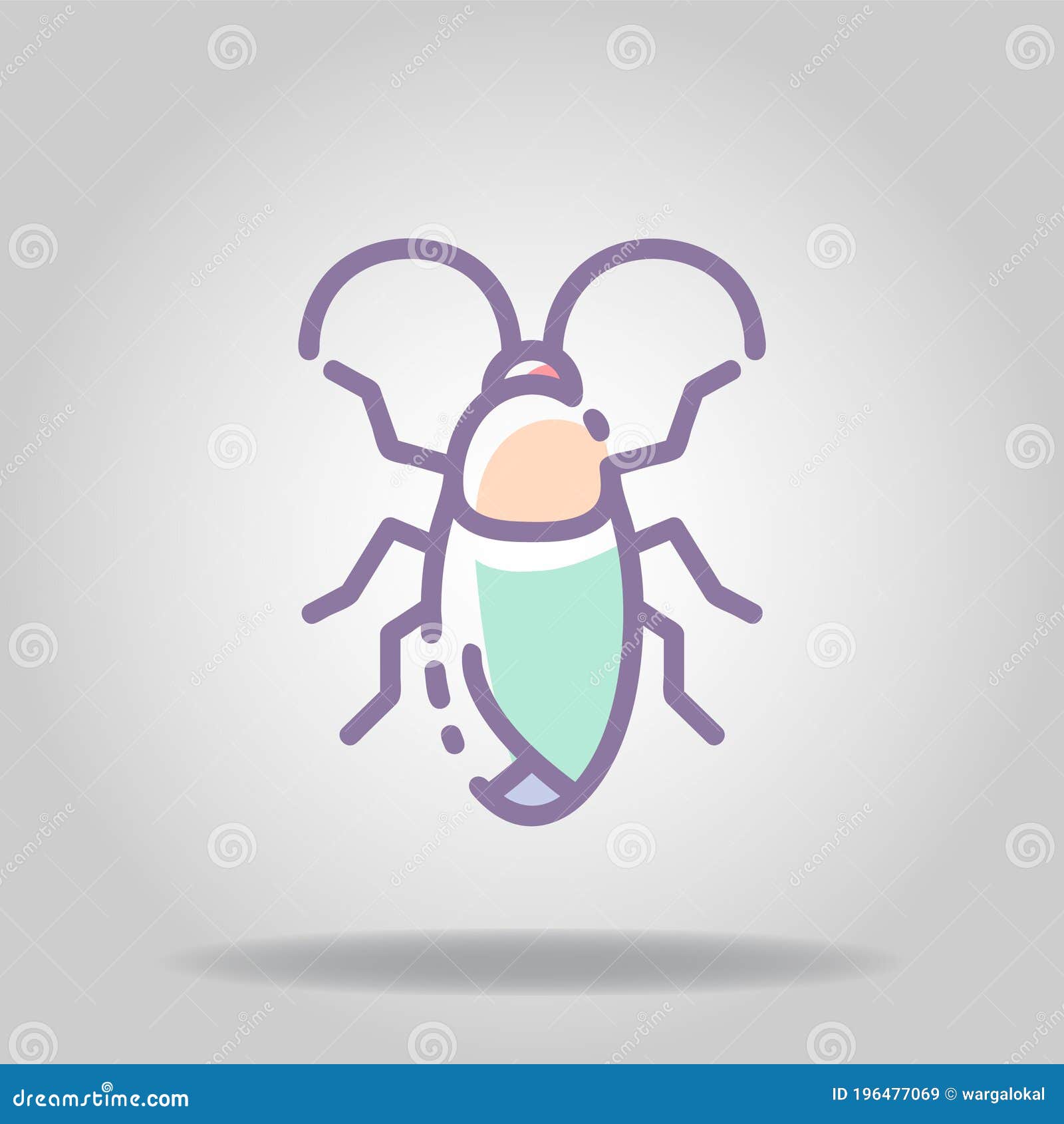 Cockroach Icon or Logo in Pastel Color Stock Vector - Illustration of ...