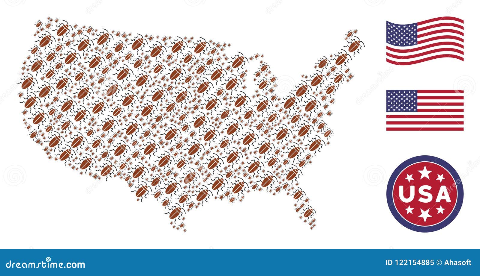 United States Map Stylization of Cockroach Stock Vector - Illustration ...