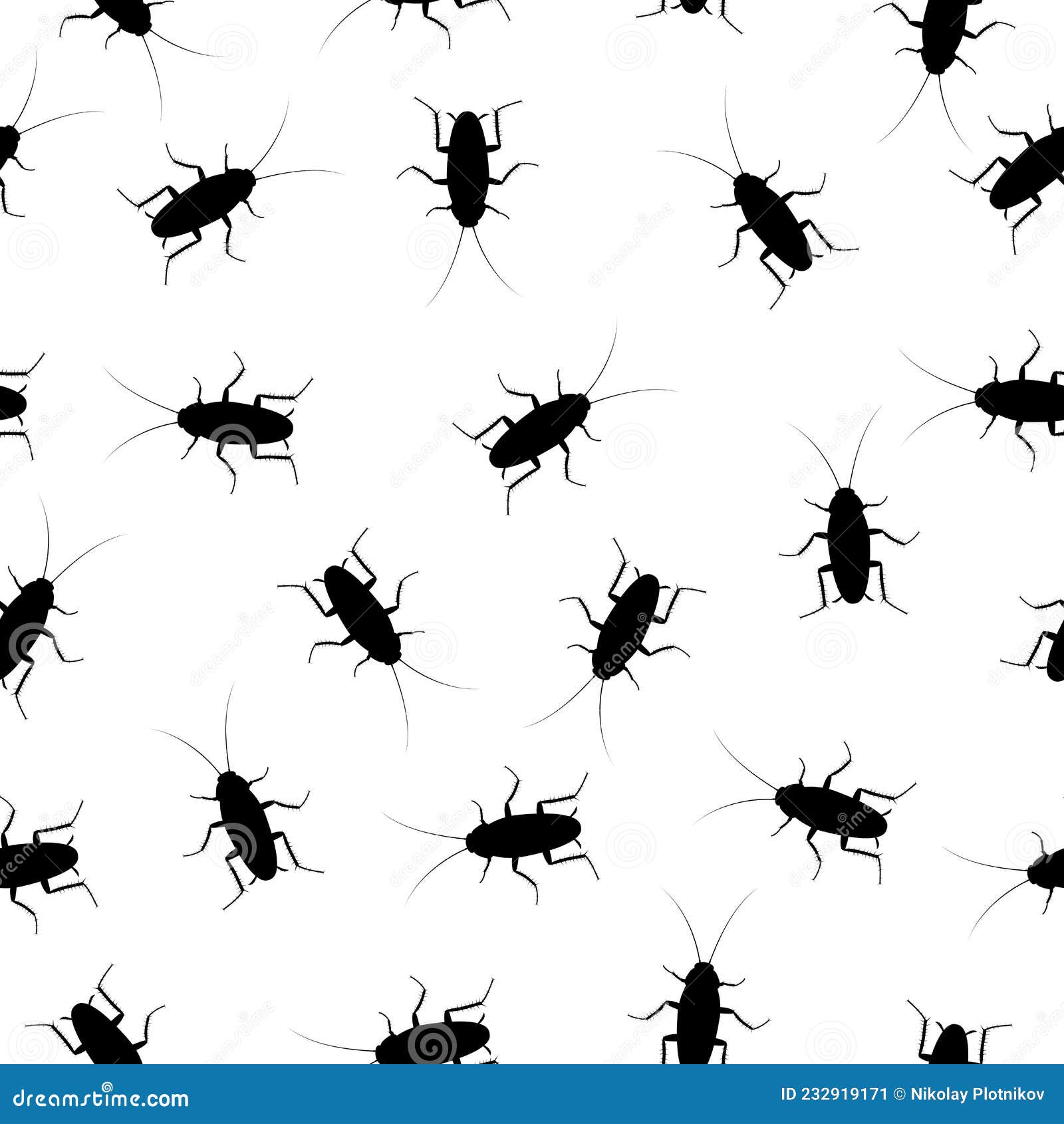 Cockroach Insect Seamless Pattern Background, Pest Bug Top View. Flat ...