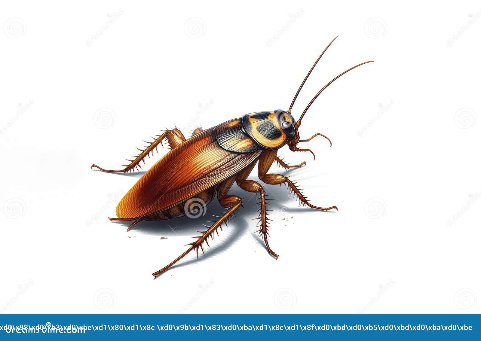 3d Cockroach Isolated On White Background - Realistic Lifelike Figure ...