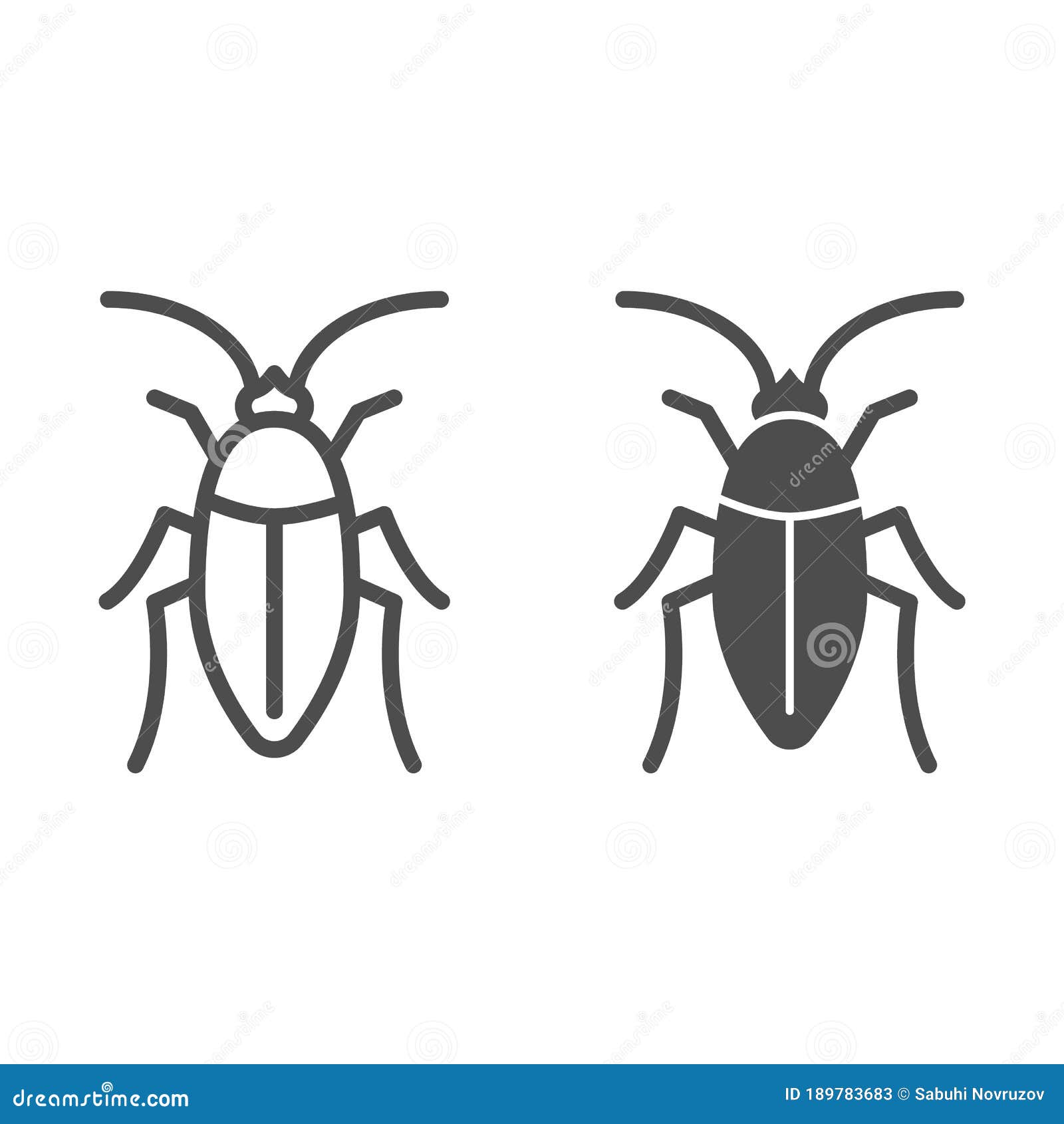 Cockroach Line And Solid Icon, Insects Concept, Roach Sign On White ...