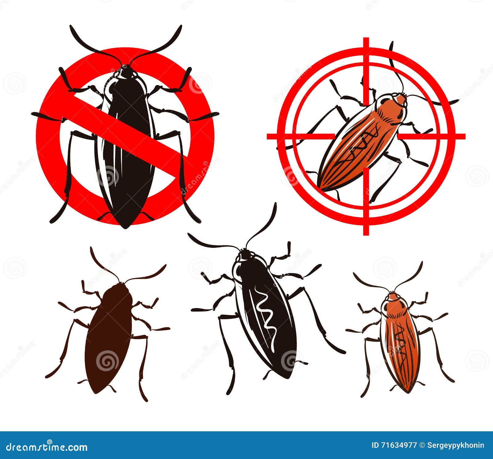 Cockroach or Pest Control Icons Set. Vector Illustration Stock Vector ...