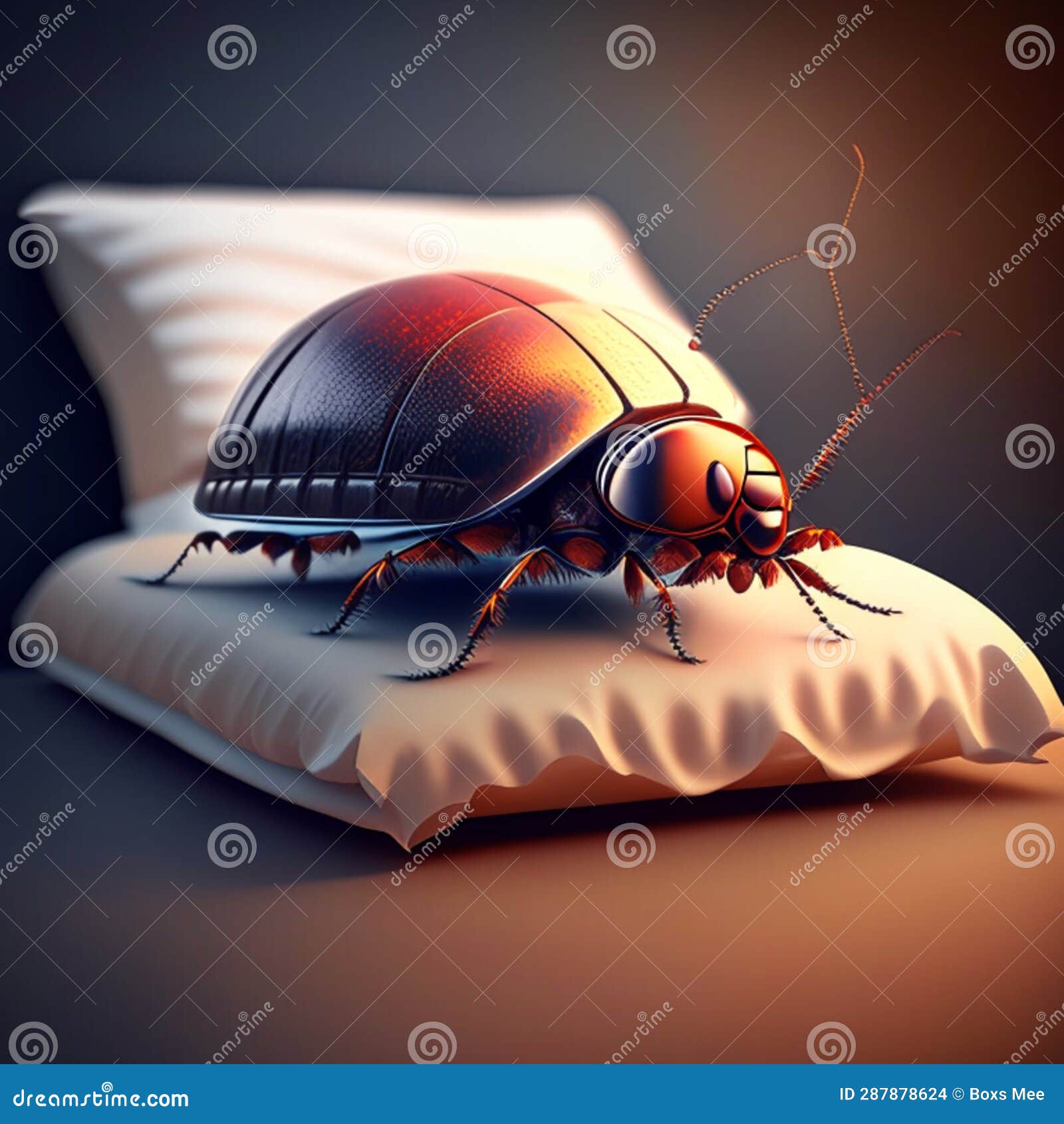 Cockroach on a Pillow. 3d Rendering. Computer Digital Drawing Stock ...