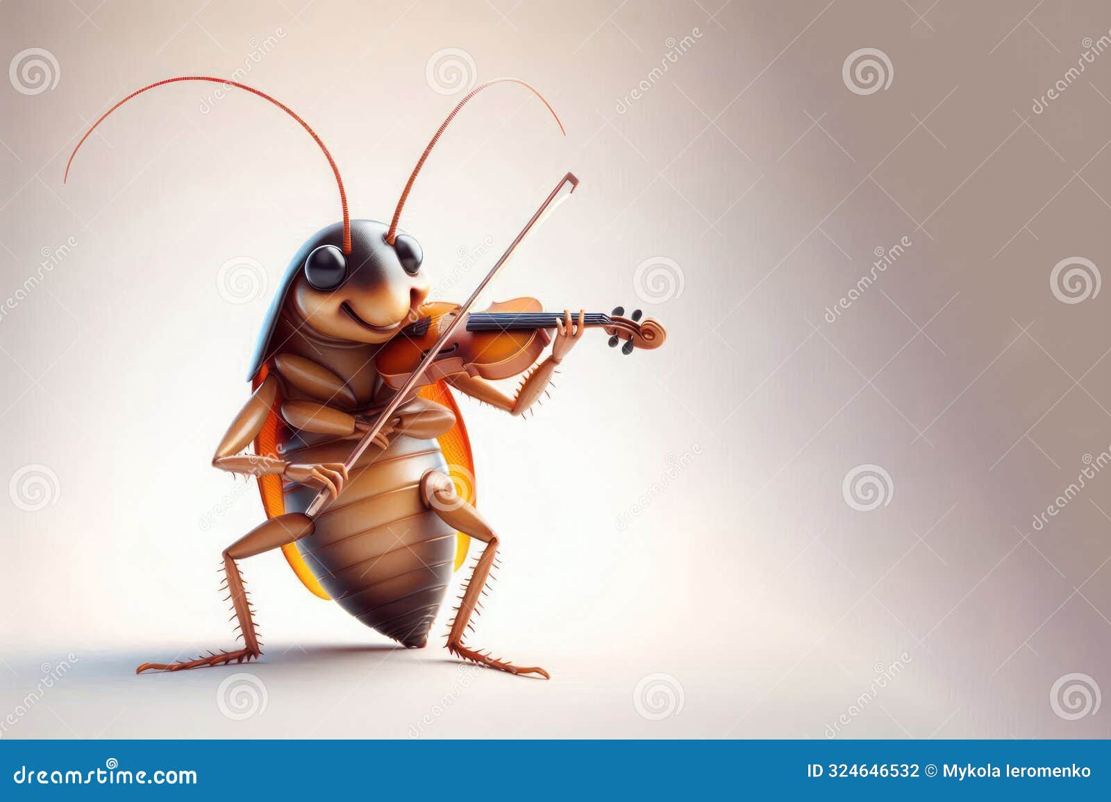 Cockroach Playing the Violin. Space for Text. Stock Photo - Image of ...